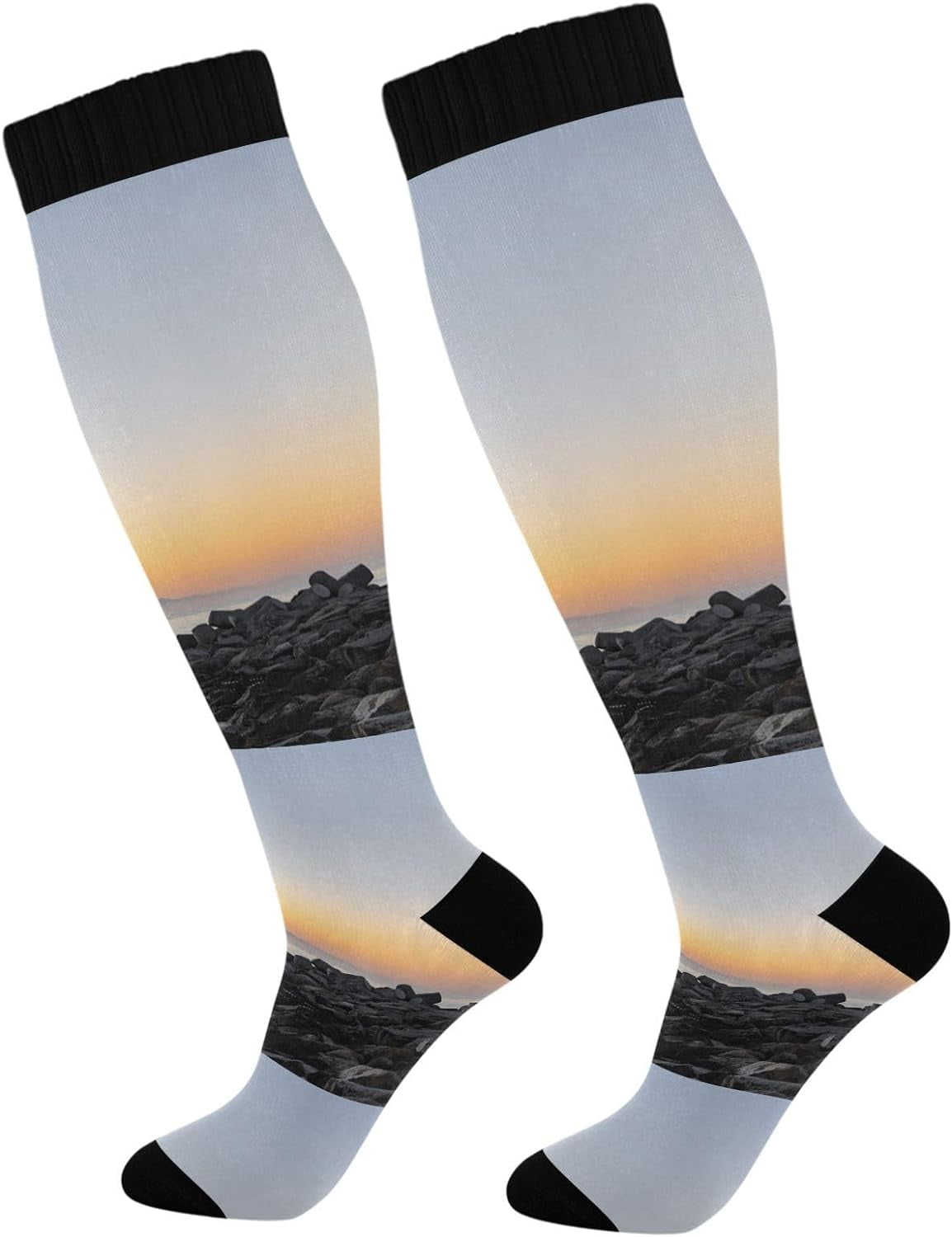 FREEAMG High Elasticity Compression Socks, High Knee Socks Adult ...