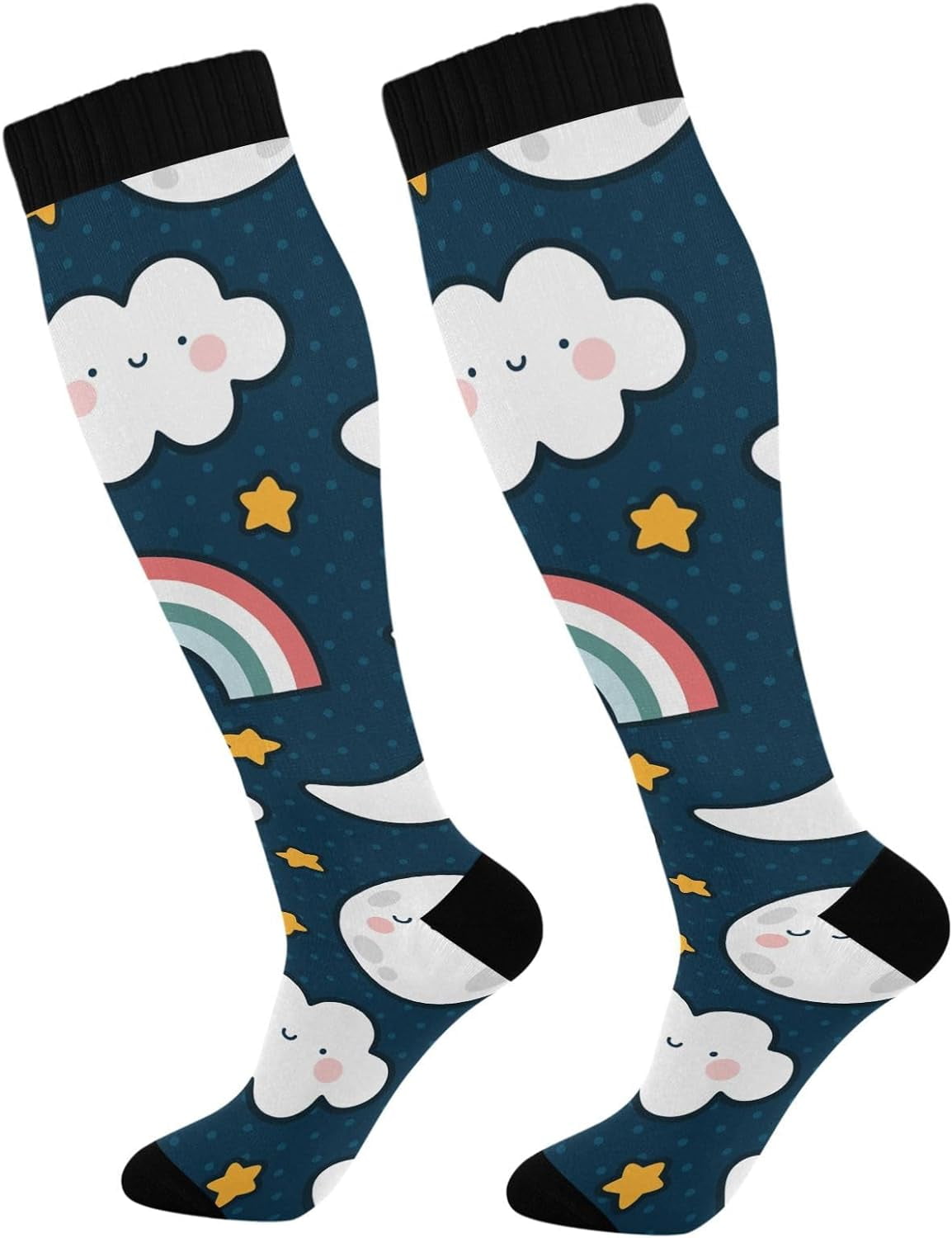 FREEAMG High Elasticity Compression Socks, High Knee Socks Adult Universal Leisure Relieve ...