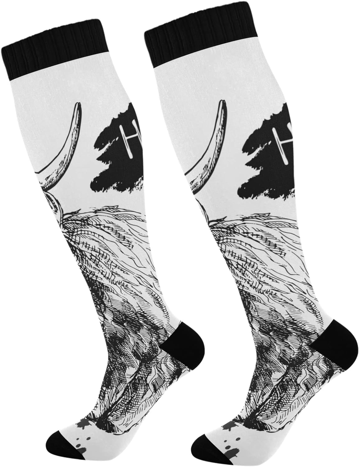 FREEAMG Highland Cattle Isolated on White Background Compression Socks ...