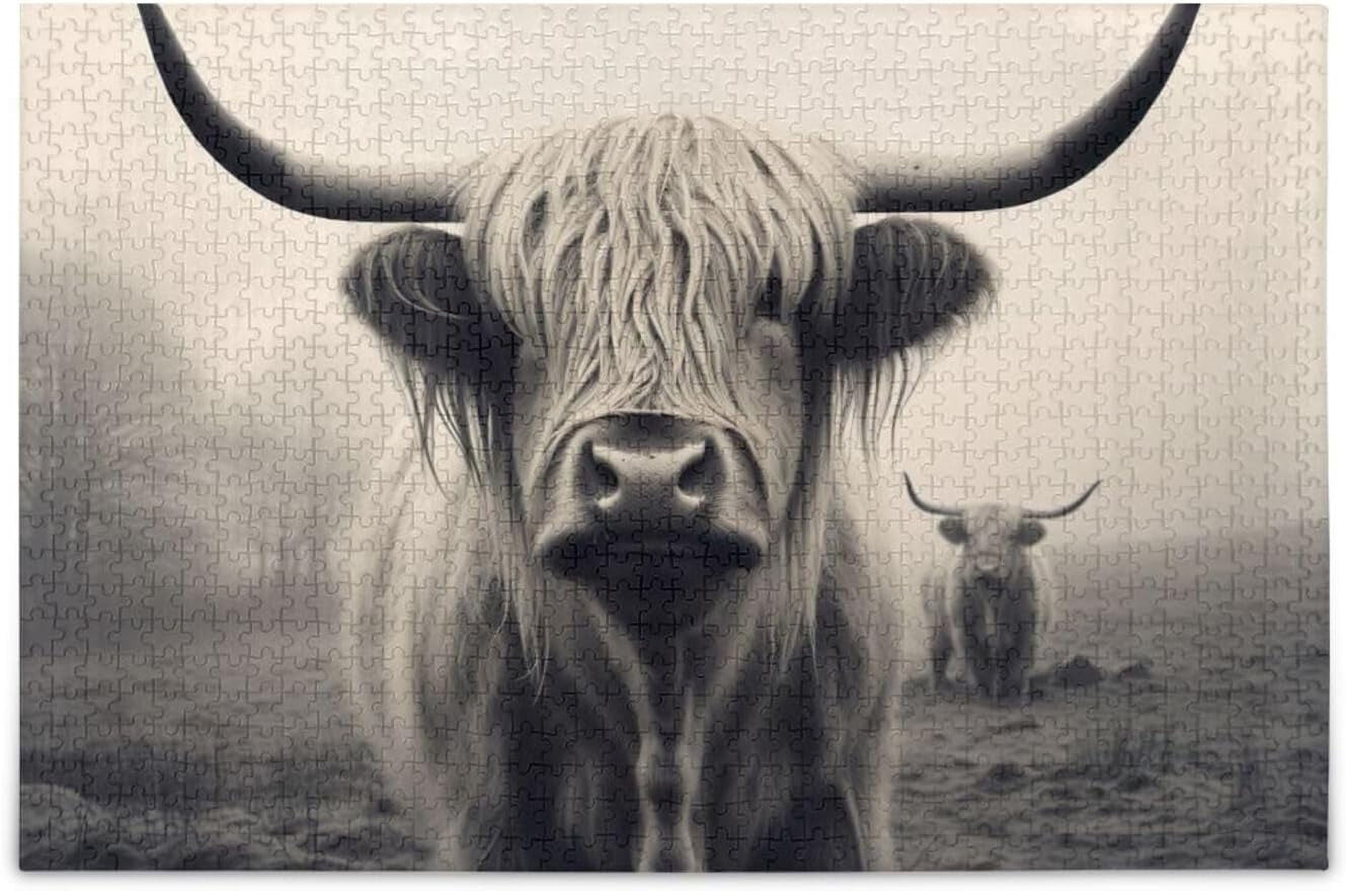 FREEAMG Highland Cattle Puzzle 1000 Pieces - Wooden Jigsaw Puzzles for ...