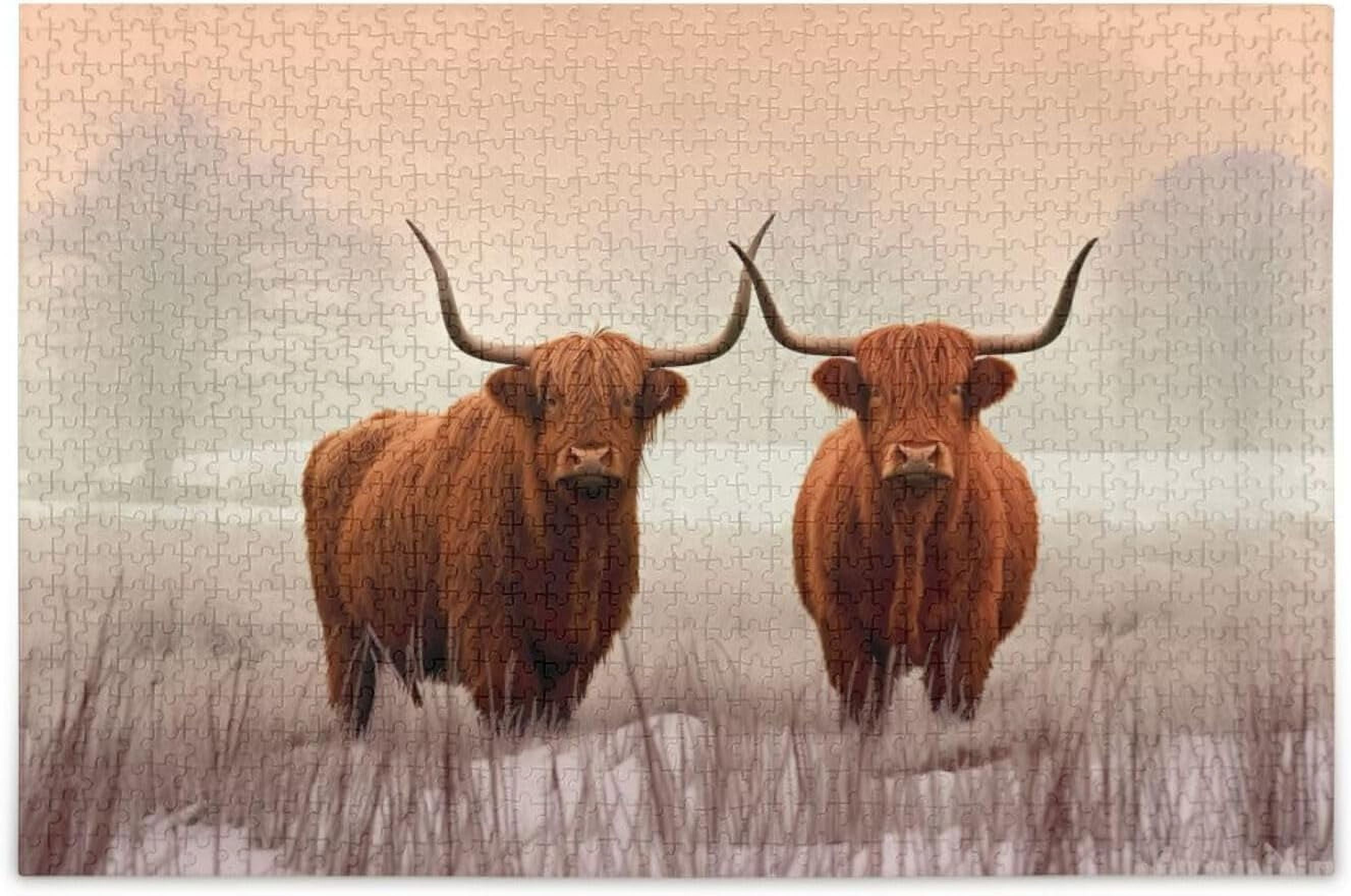 FREEAMG Highland Cow Jigsaw Puzzle for Adults Teens Kids, 1000 Pieces ...