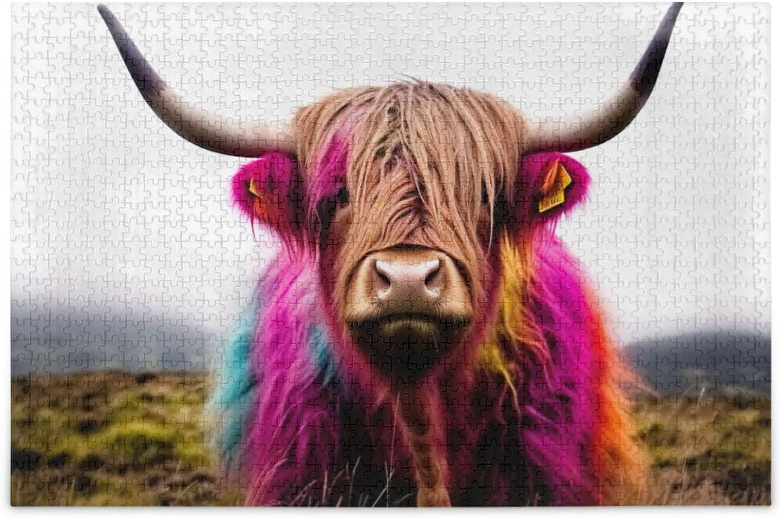 FREEAMG Highland Cow Jigsaw Puzzles for Adults 1000 Pieces ...