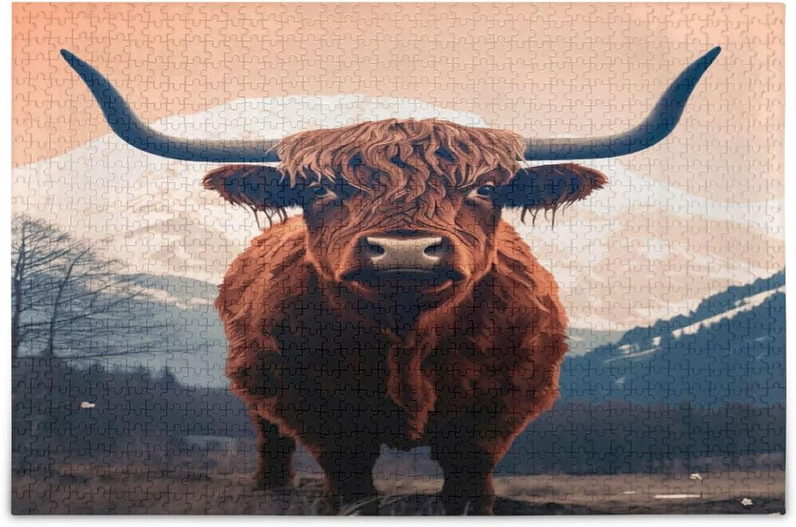 FREEAMG Highland Cow Jigsaw Puzzles for Adults 500 Piece, Puzzles for ...