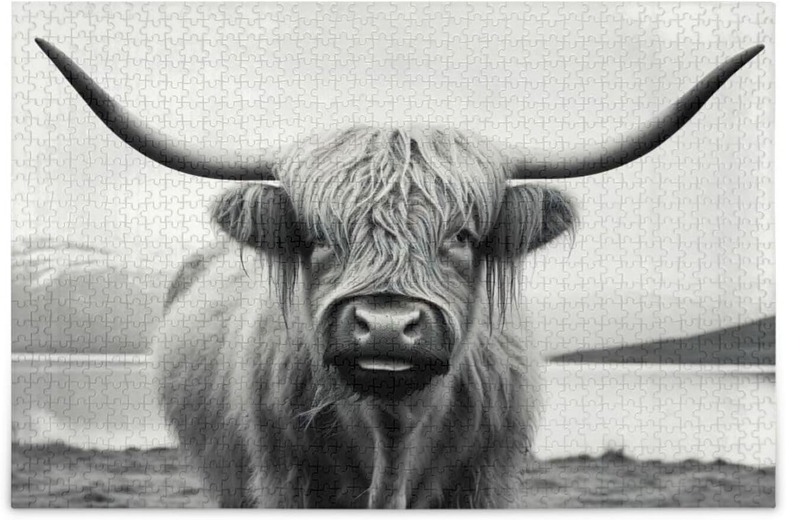 FREEAMG Highland Cow Jigsaw Puzzles for Adults 500 Pieces,Decompression ...