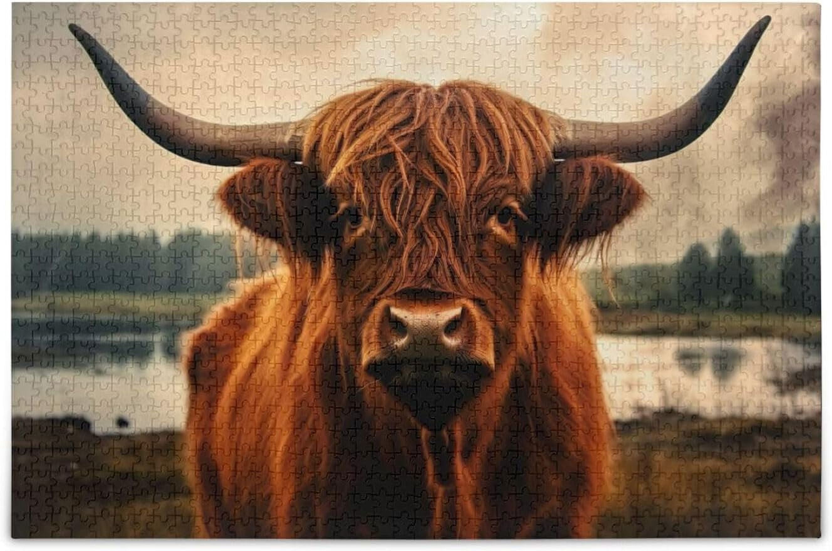 FREEAMG Highland Cow Jigsaw Puzzles for Adults 500 Pieces,Decompression ...