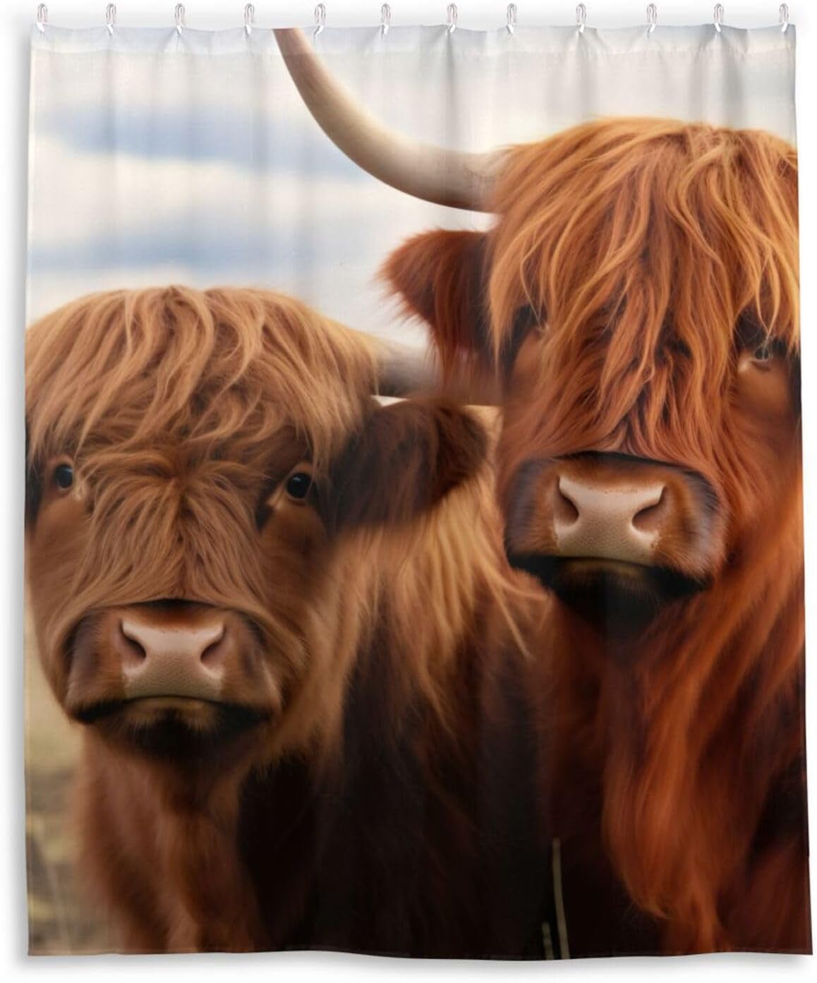 FREEAMG Highland Cow Shower Curtain with Hooks, Waterproof Washable ...