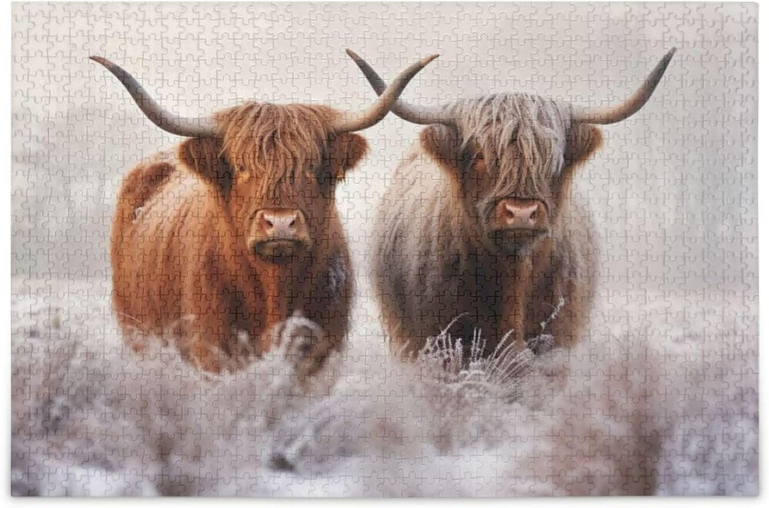 FREEAMG Highland Cow Wooden Jigsaw Puzzles Intellectual Entertainment ...