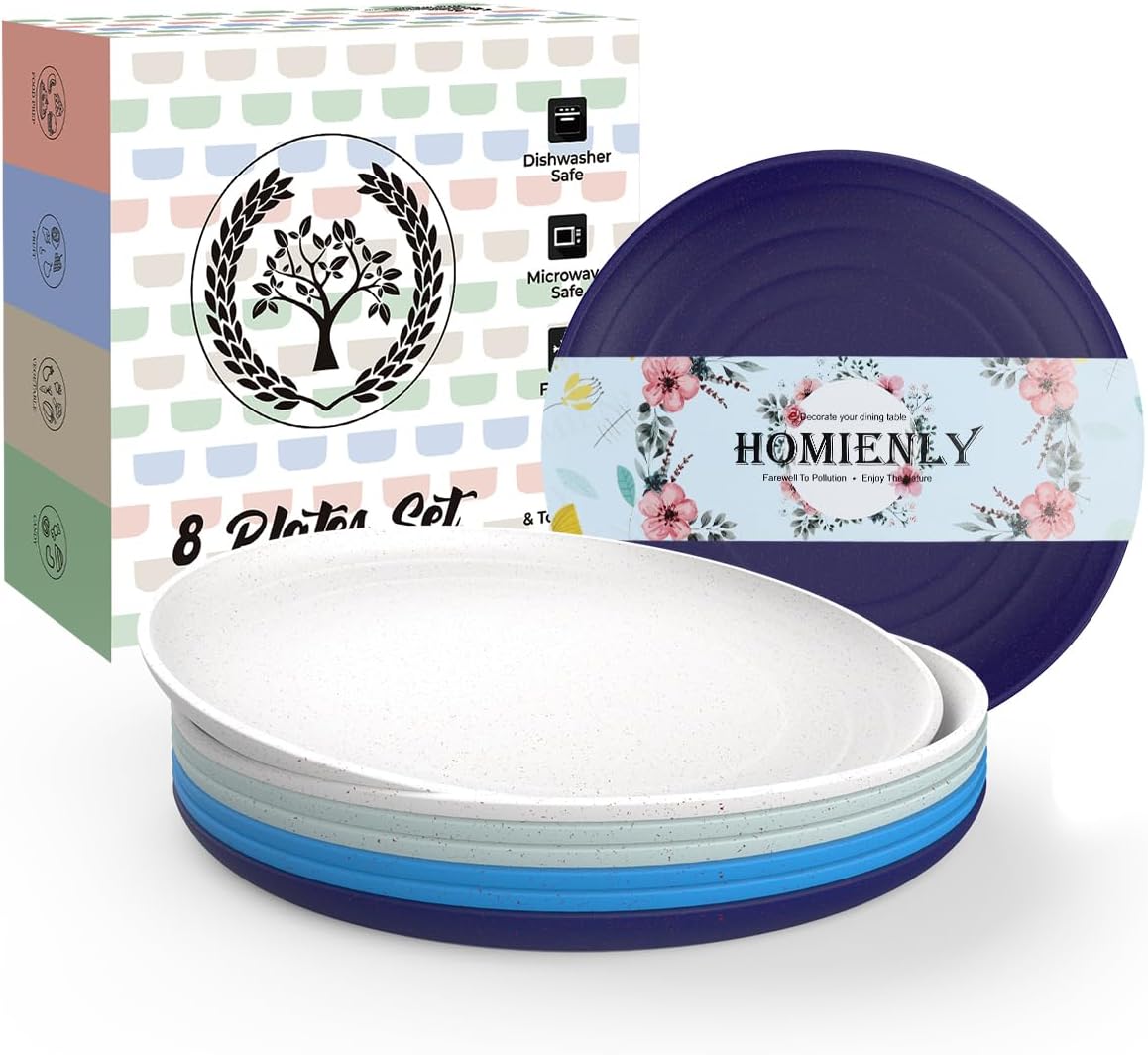 FREEAMG Hnly Dert Plates Set of 8 Wheat Straw Mini Dinner Plates for ...