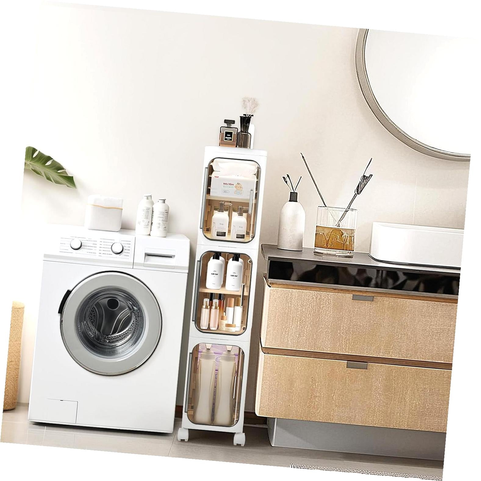 FREEAMG Hobetta 3-Tier Slim Bathroom Storage Cabinet, Tall Narrow ...