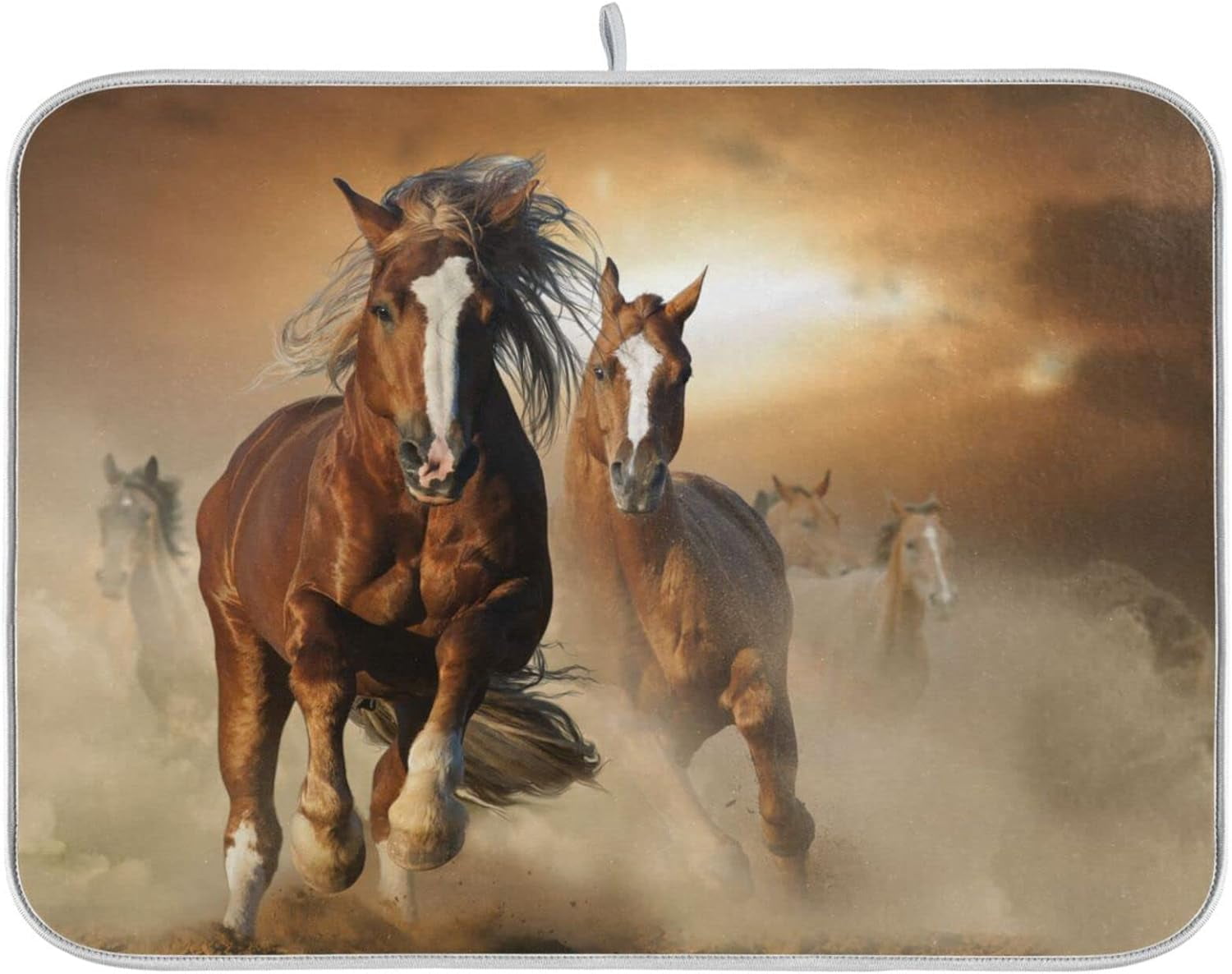 FREEAMG Horse Absorbent Dish Drying Mat Microfiber Kitchen Countertop ...