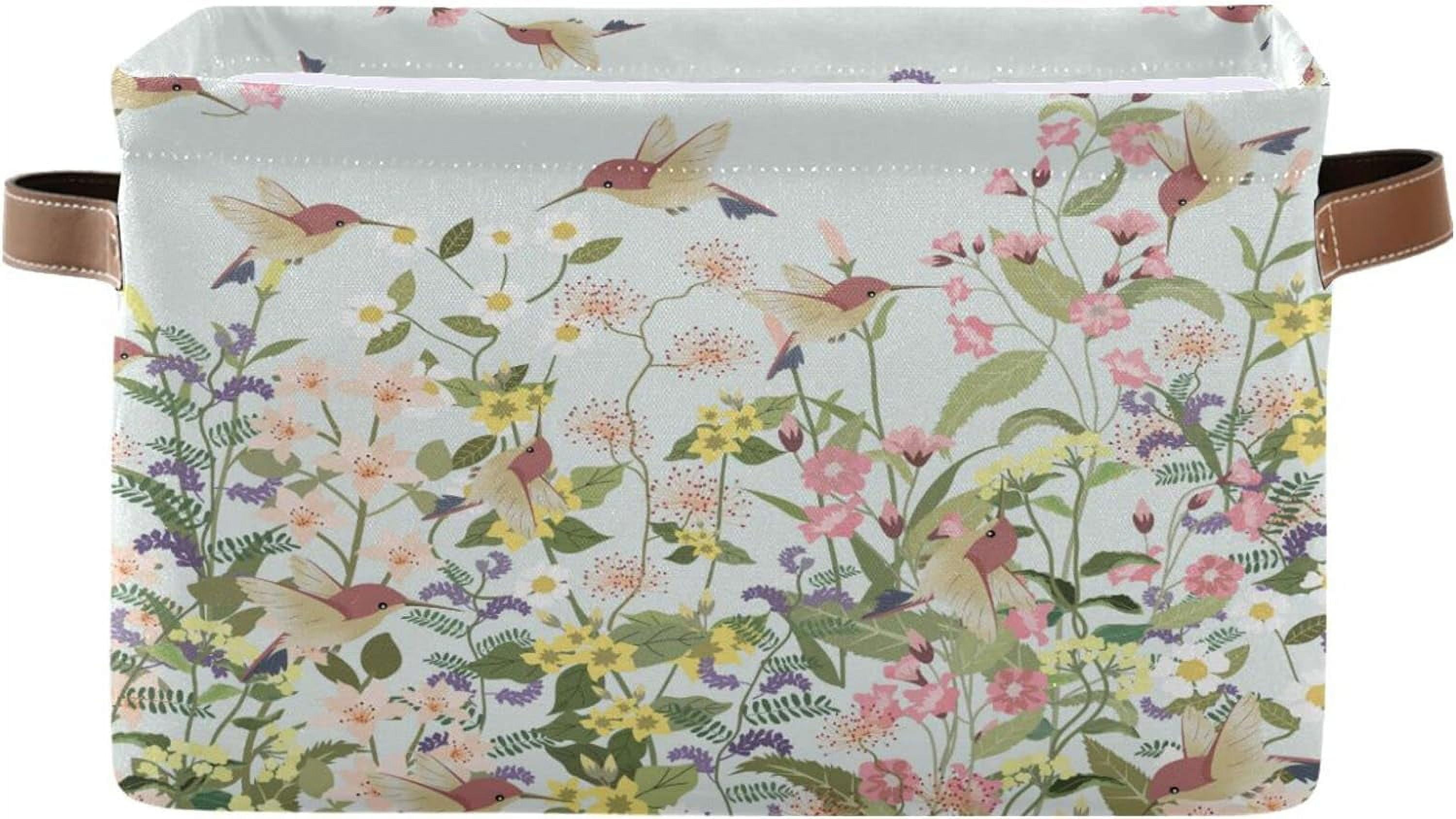 FREEAMG Hummingbirds Large Square Storage Basket Bin with Handles 2PCS ...