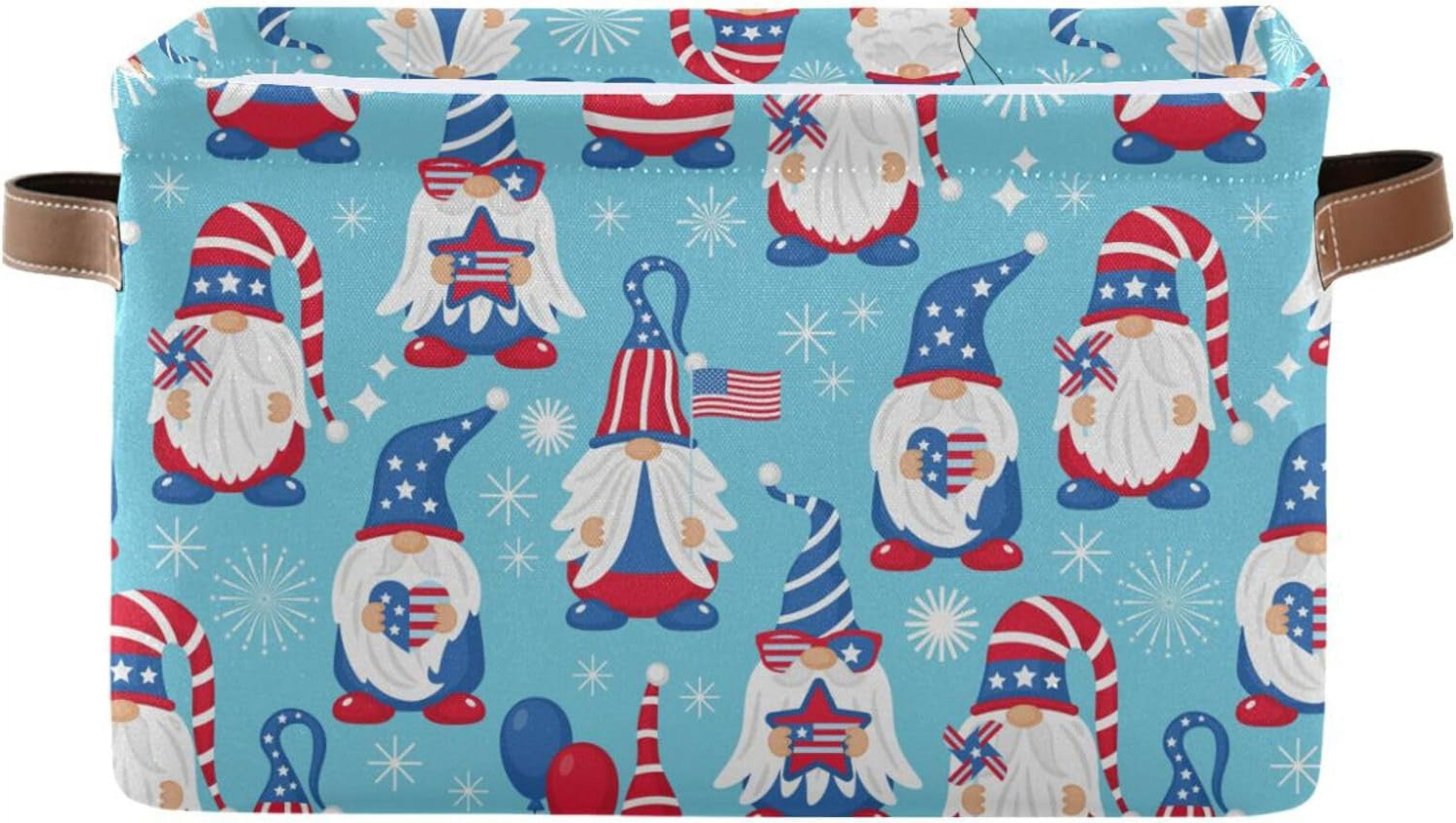 FREEAMG Independence Day Gnomes Foldable Canvas Storage Bin, Sturdy ...