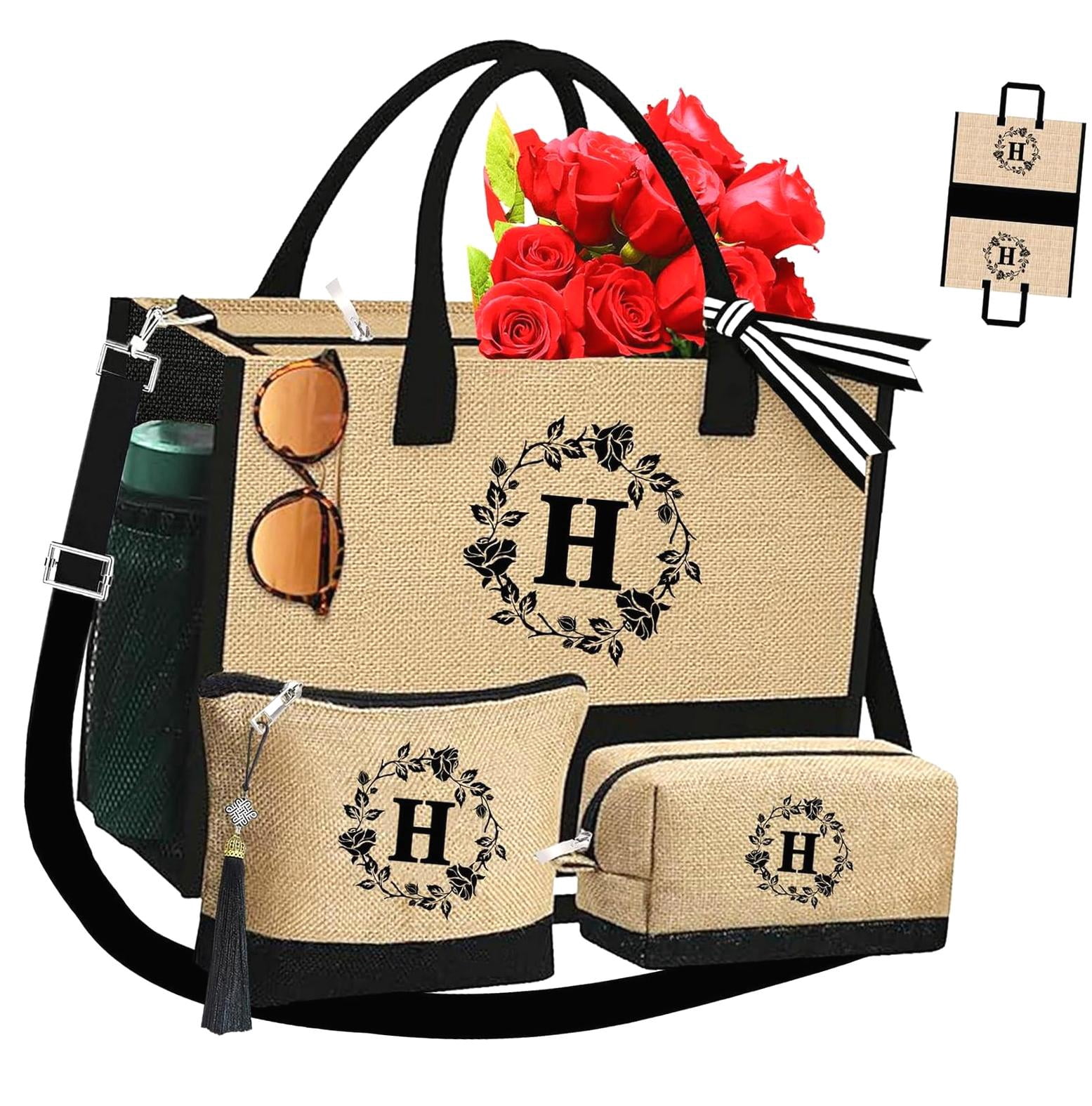 FREEAMG Initial Tote Bags, Set of 3, Perfect for Women, Sisters, Moms ...