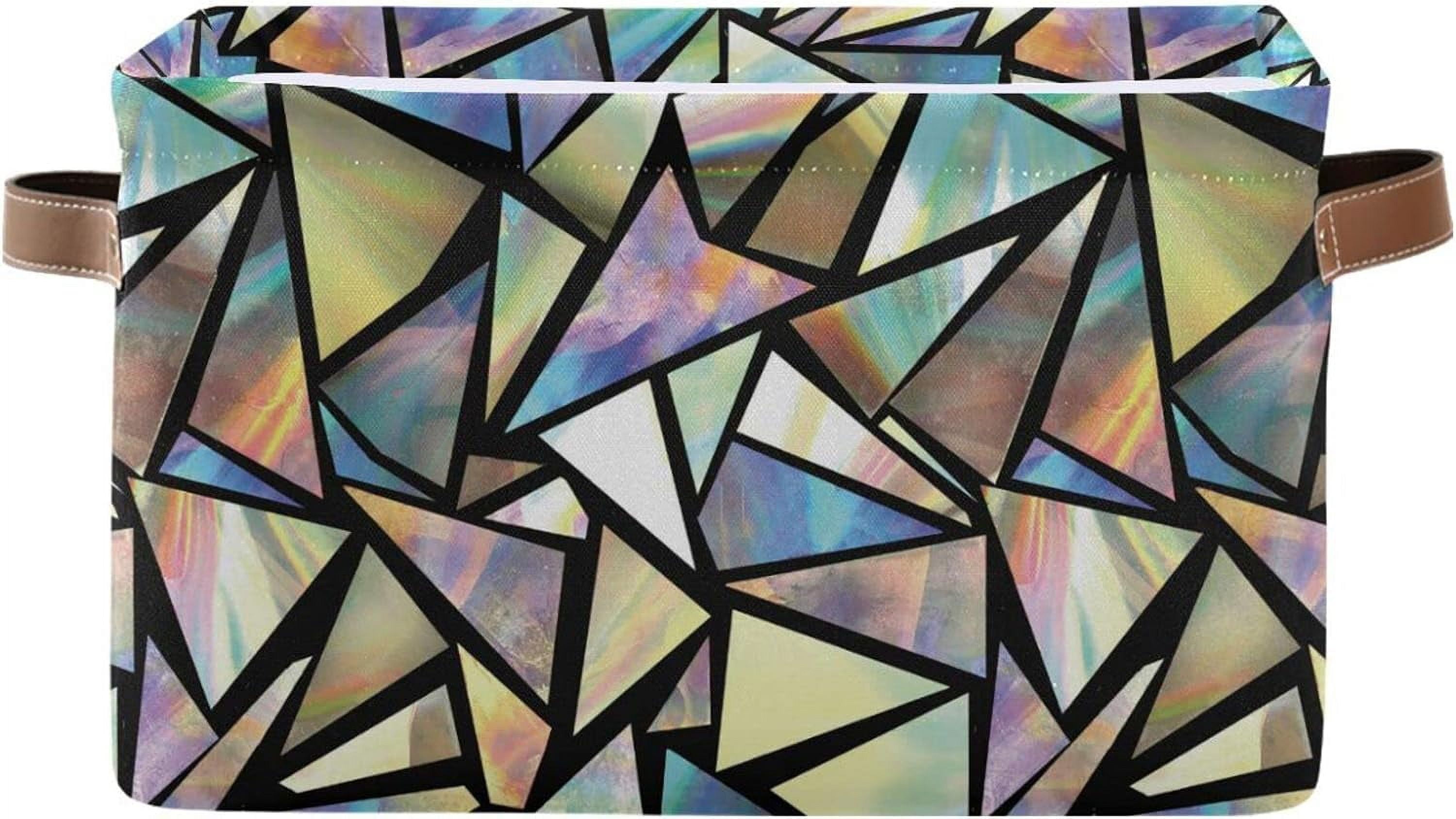 FREEAMG Iridescent Triangles Abstract Foldable Storage Bin, Collapsible ...