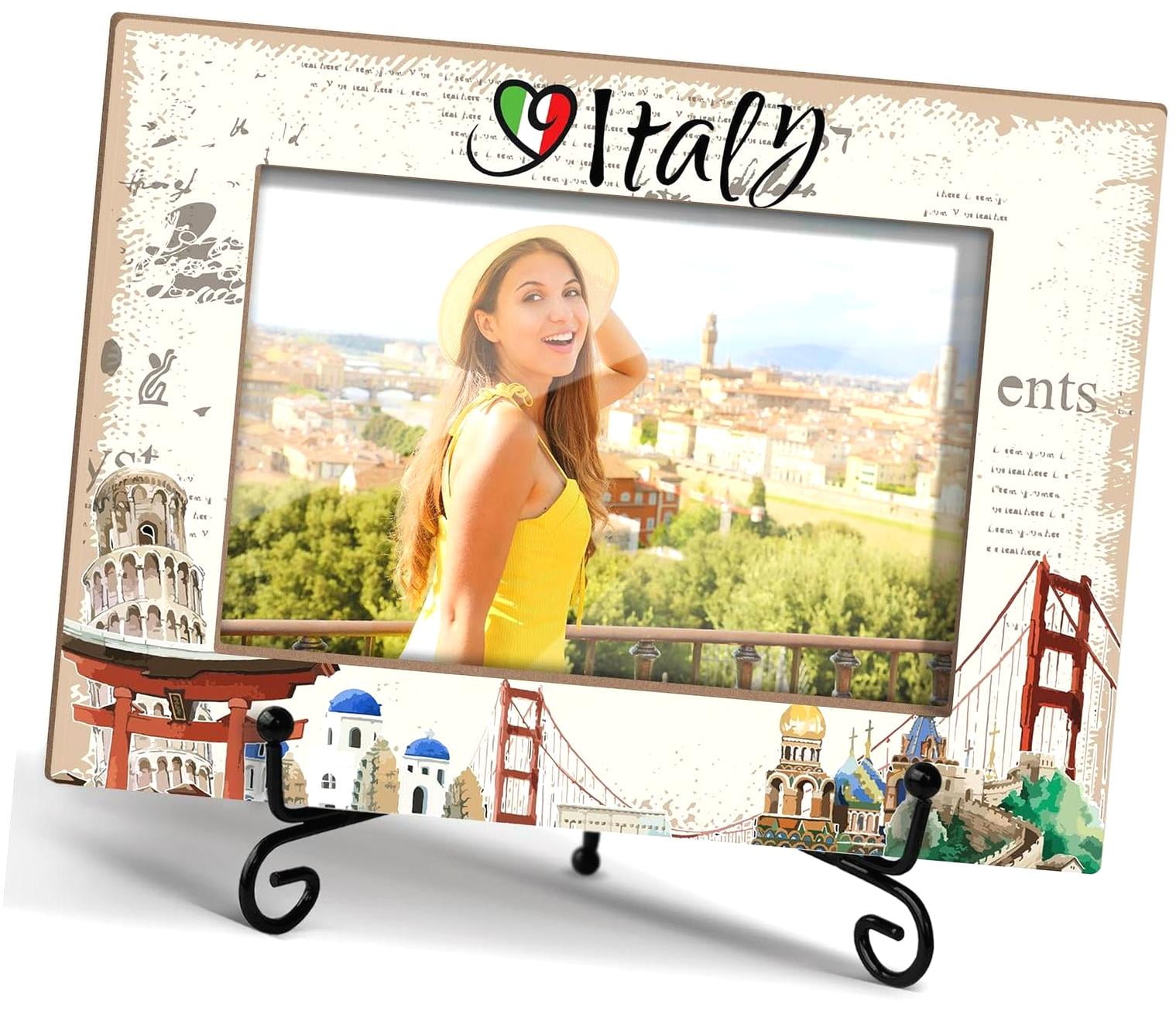 FREEAMG Italy Journey Photo Frame, Wood Frame with Stand, Perfect for ...
