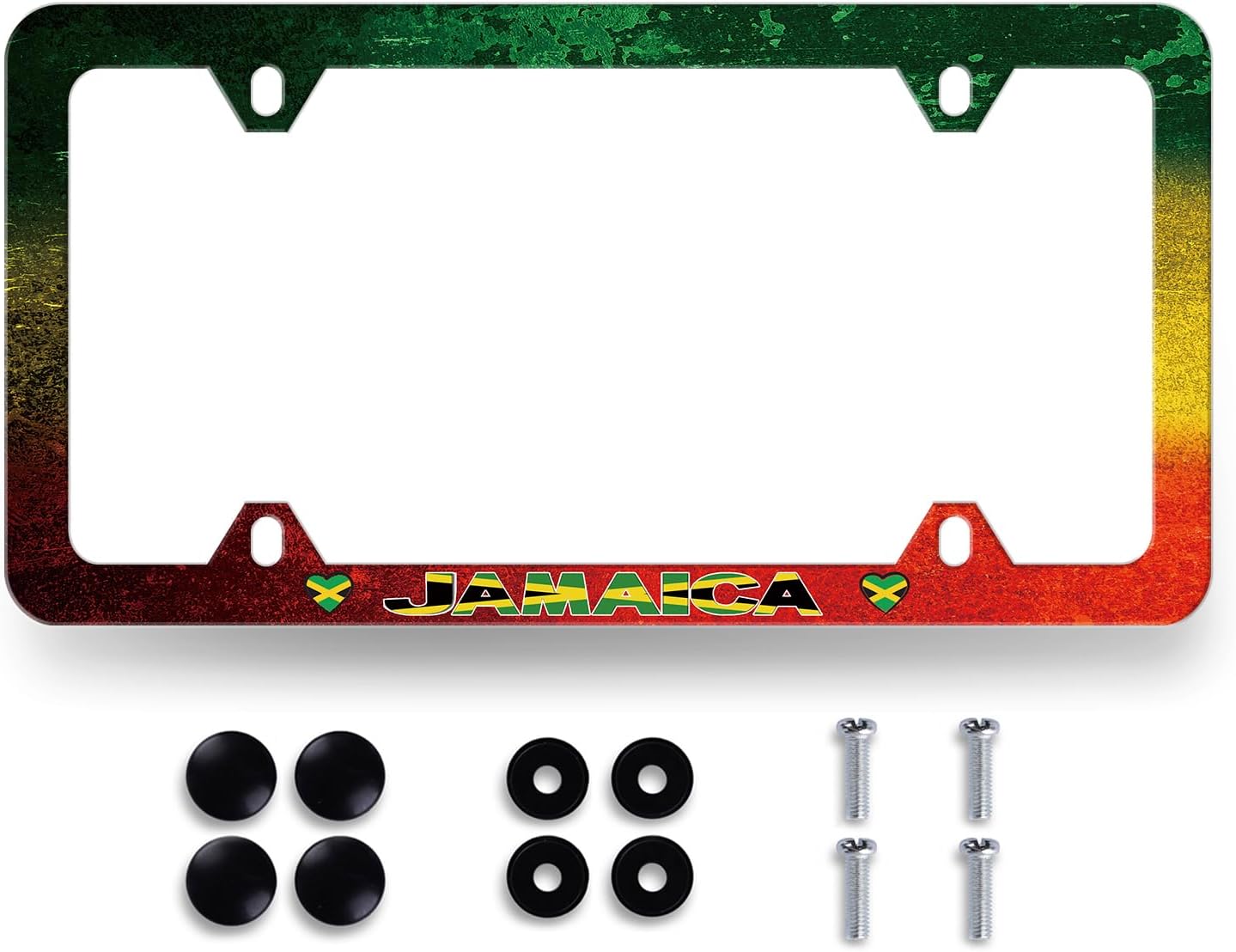 FREEAMG Jamaica License Plate Frame Colorful Retro Jamaican Flag ...