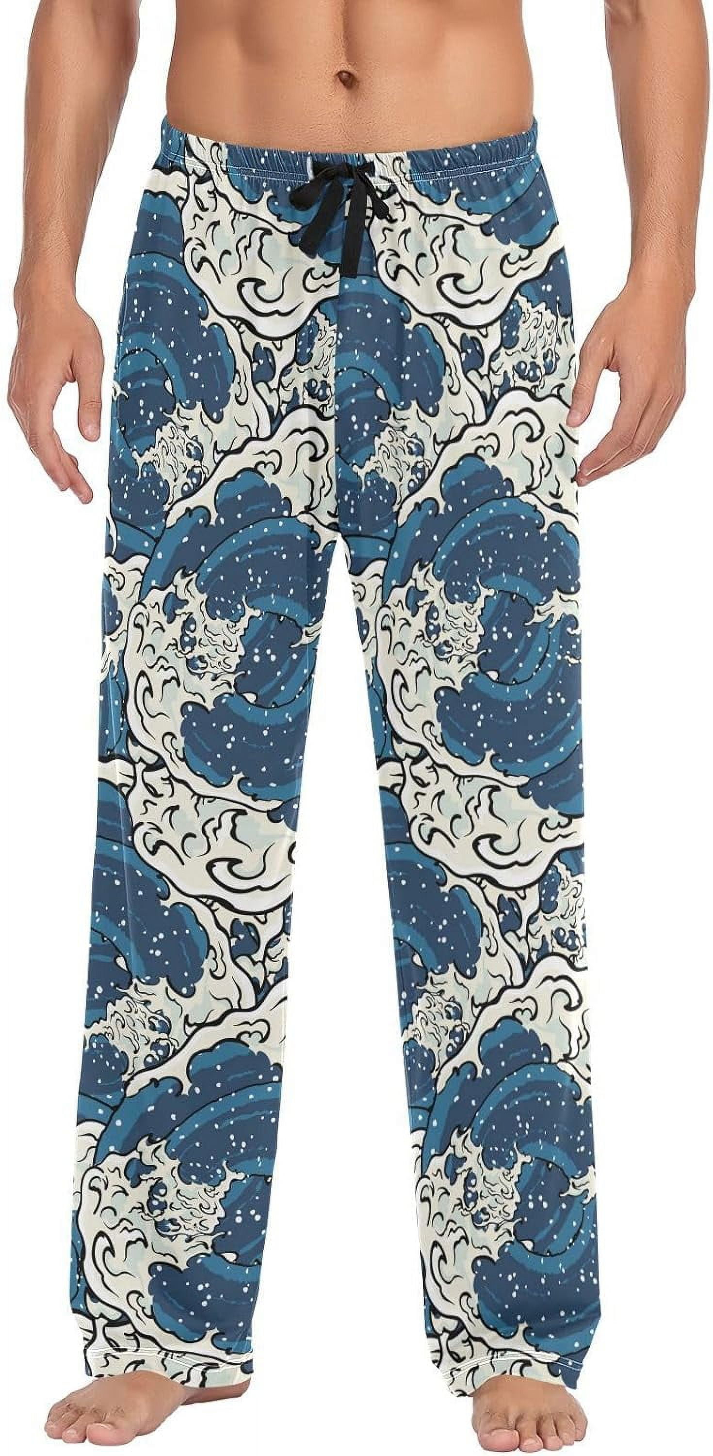 FREEAMG Japanese Ocean Wave Pajama Pants for Men, Men's Separate ...