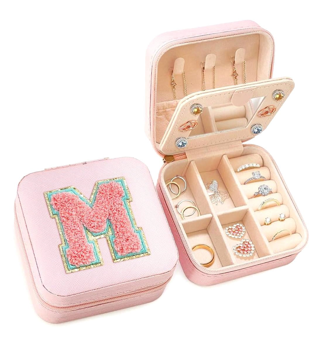 FREEAMG Jewelry Case, Portable Jewelry Box with Letter M, Compact ...