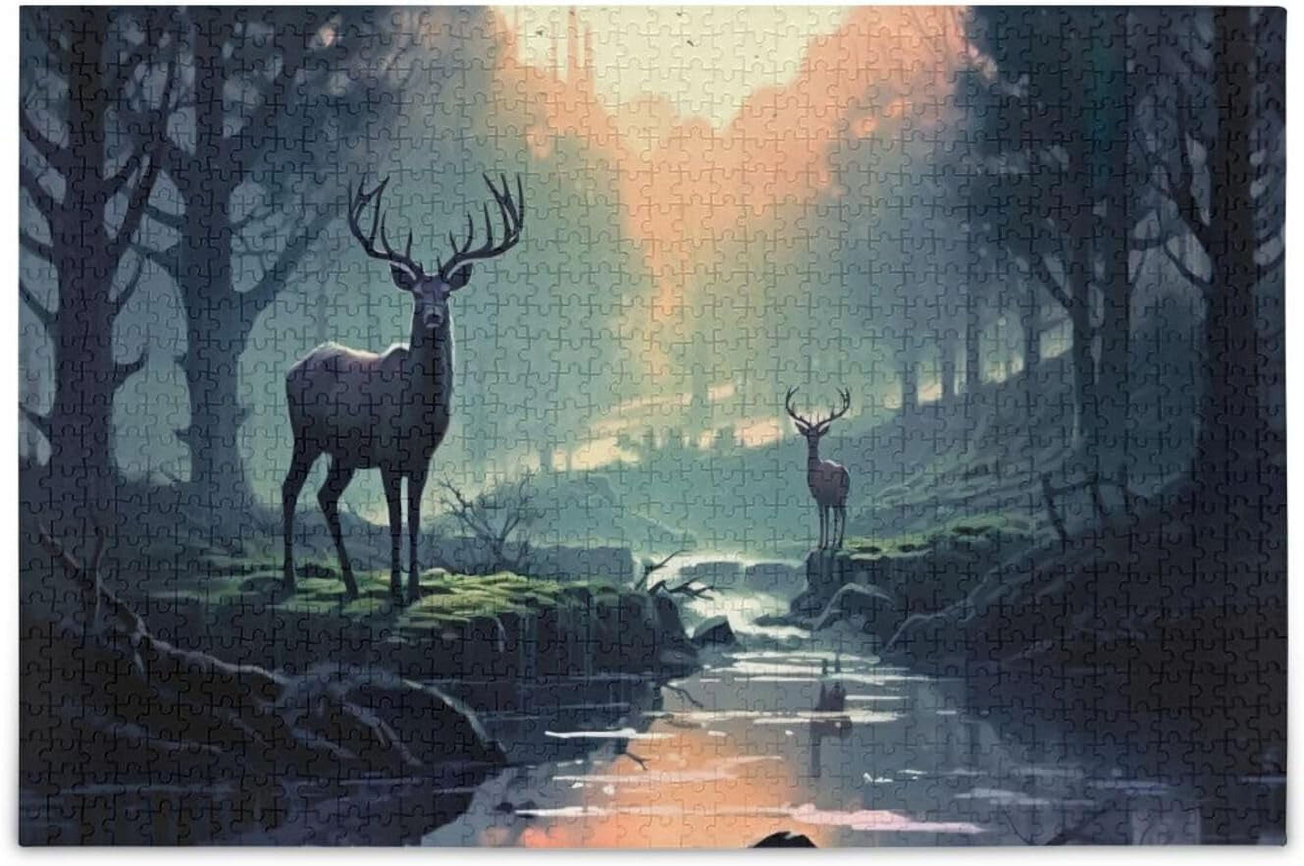 FREEAMG Jigsaw Puzzles 1000 Pieces for Adults, Deer by The River Kid's ...