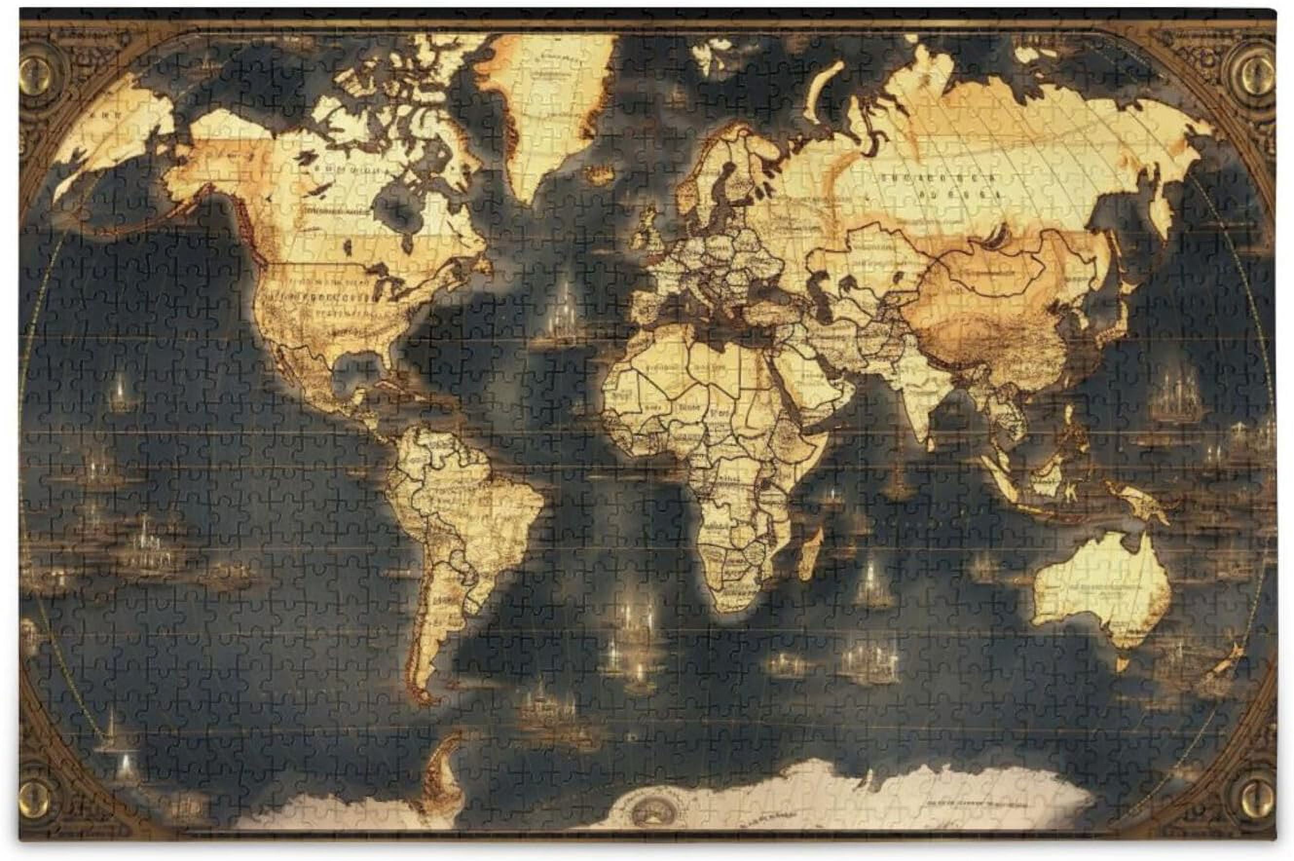 FREEAMG Jigsaw Puzzles 1000 Pieces for Adults, World Map Kid's Teens ...