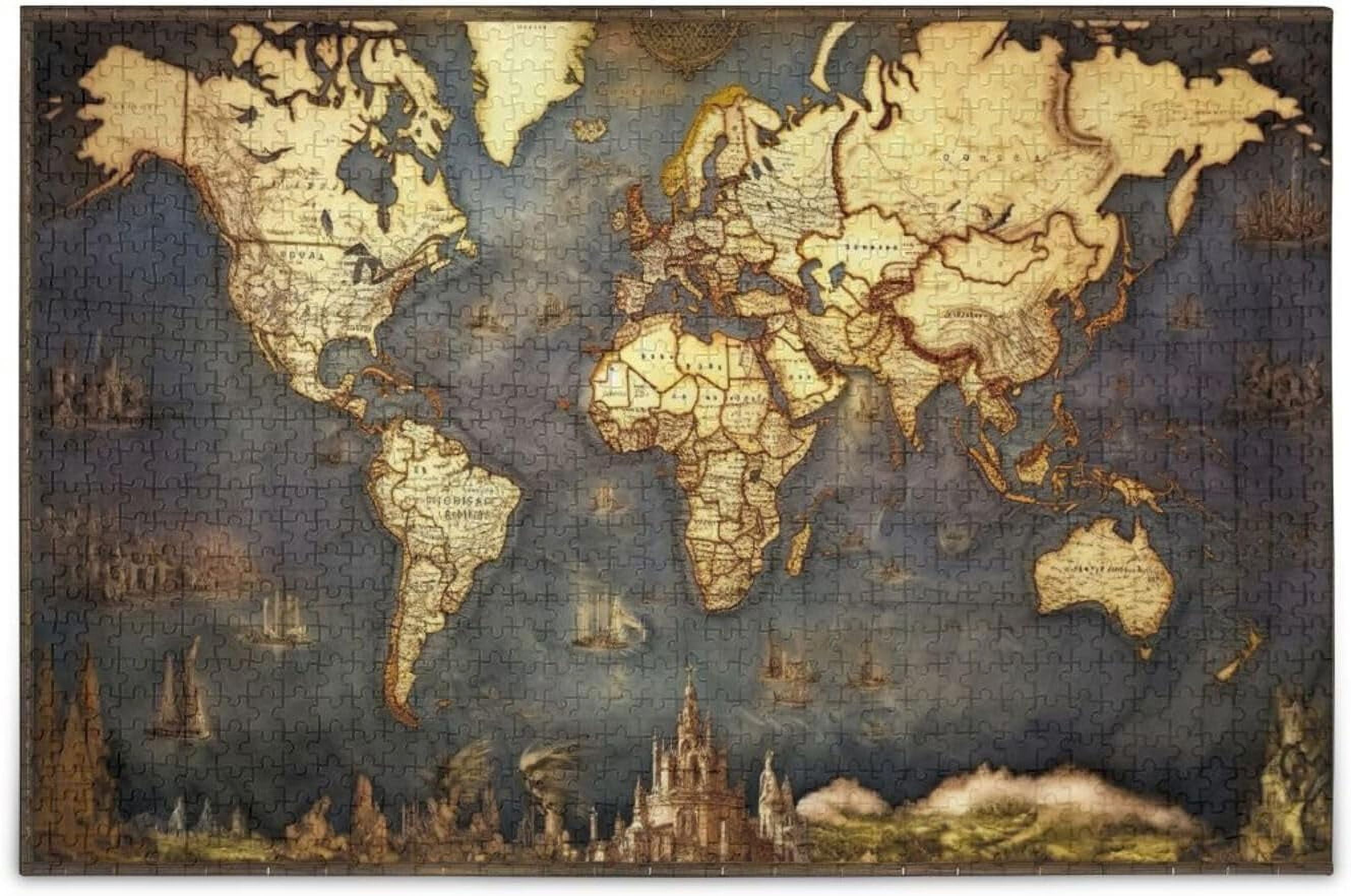 FREEAMG Jigsaw Puzzles 1000 Pieces for Adults, World Map Kid's Teens ...