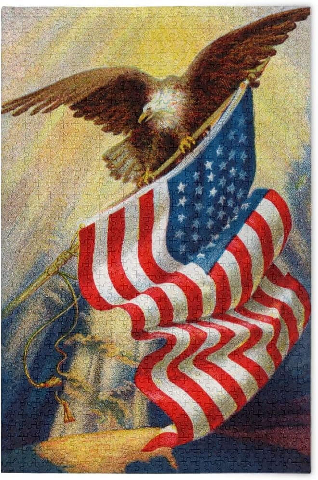 FREEAMG Jigsaw Puzzles for Adults 1000 Pieces American Flag Pride Bald ...