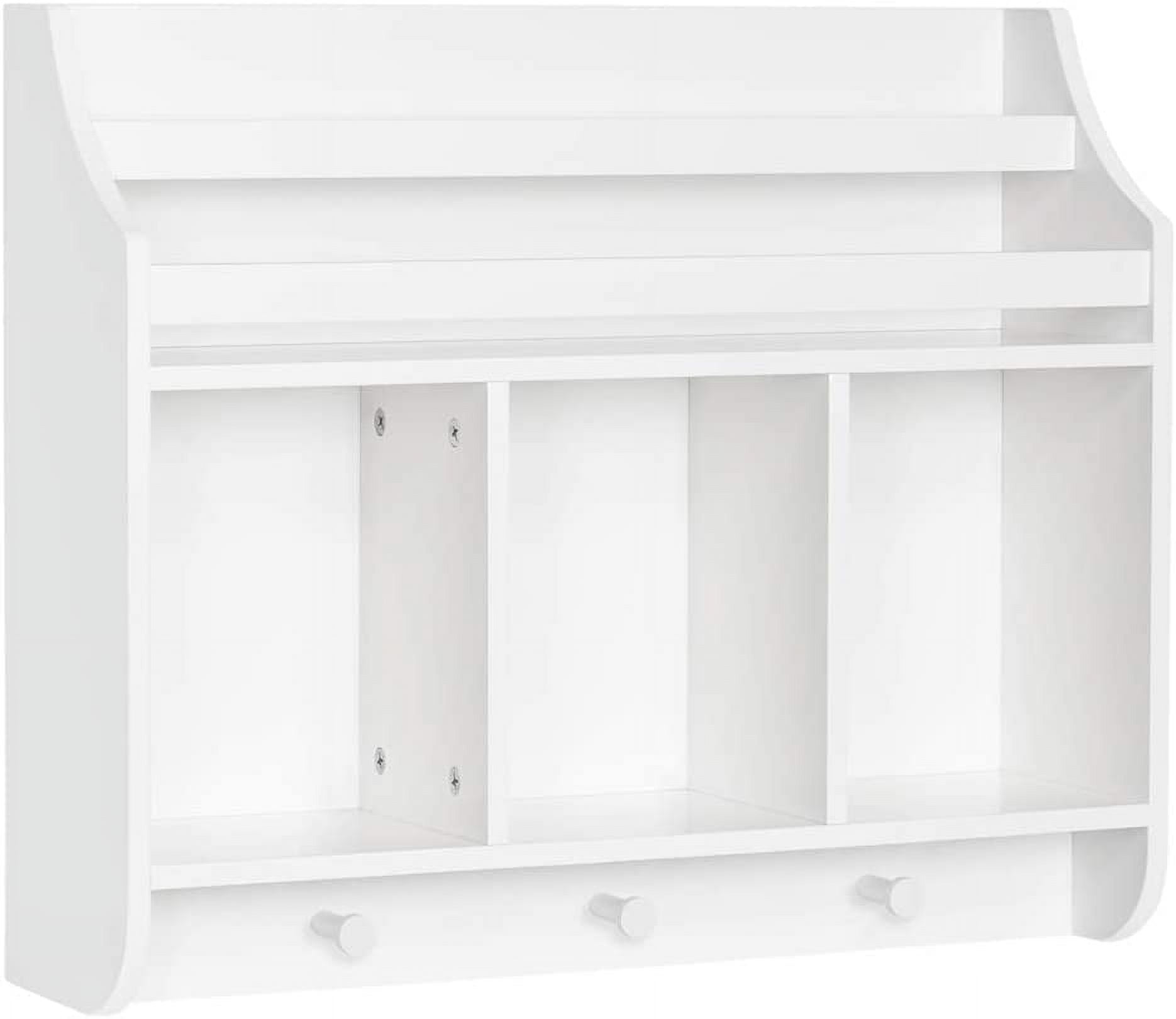 FREEAMG Kids Bookshelf with 3 Cubbies & Hooks - Book Nook Wall ...