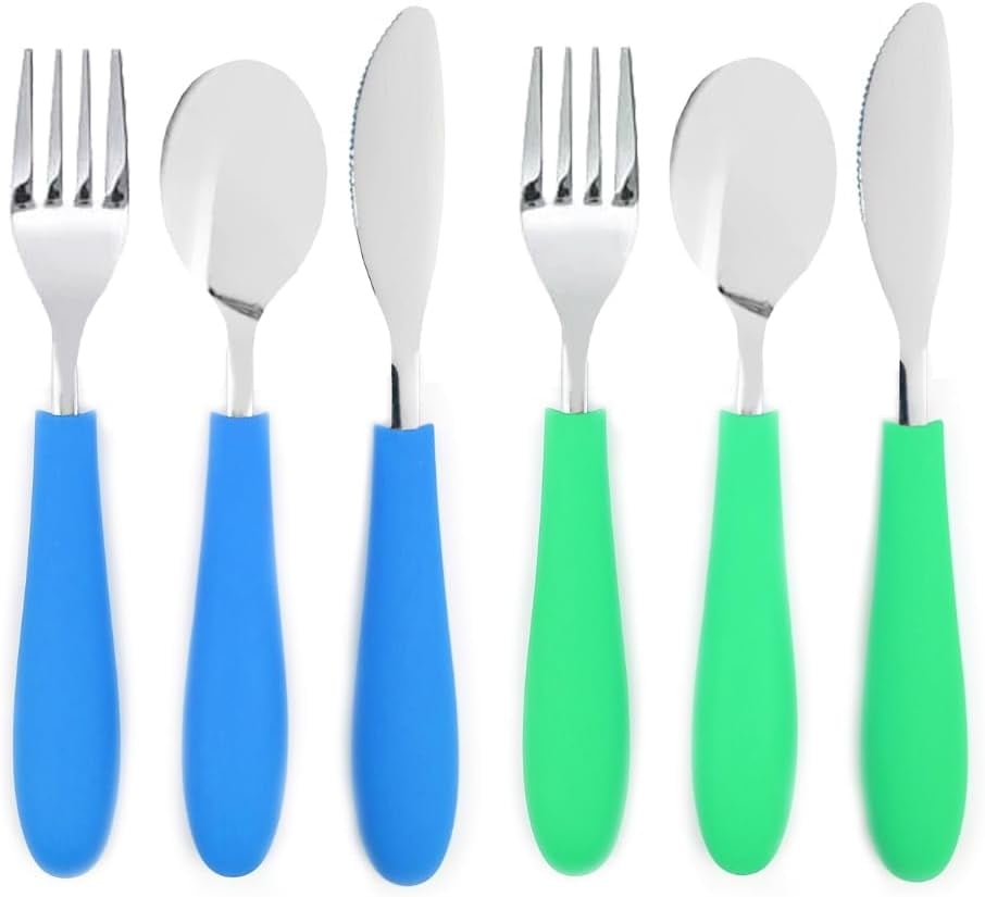 FREEAMG Kids Silverware with Silicone Handle | ldrens Safe Flatware ...