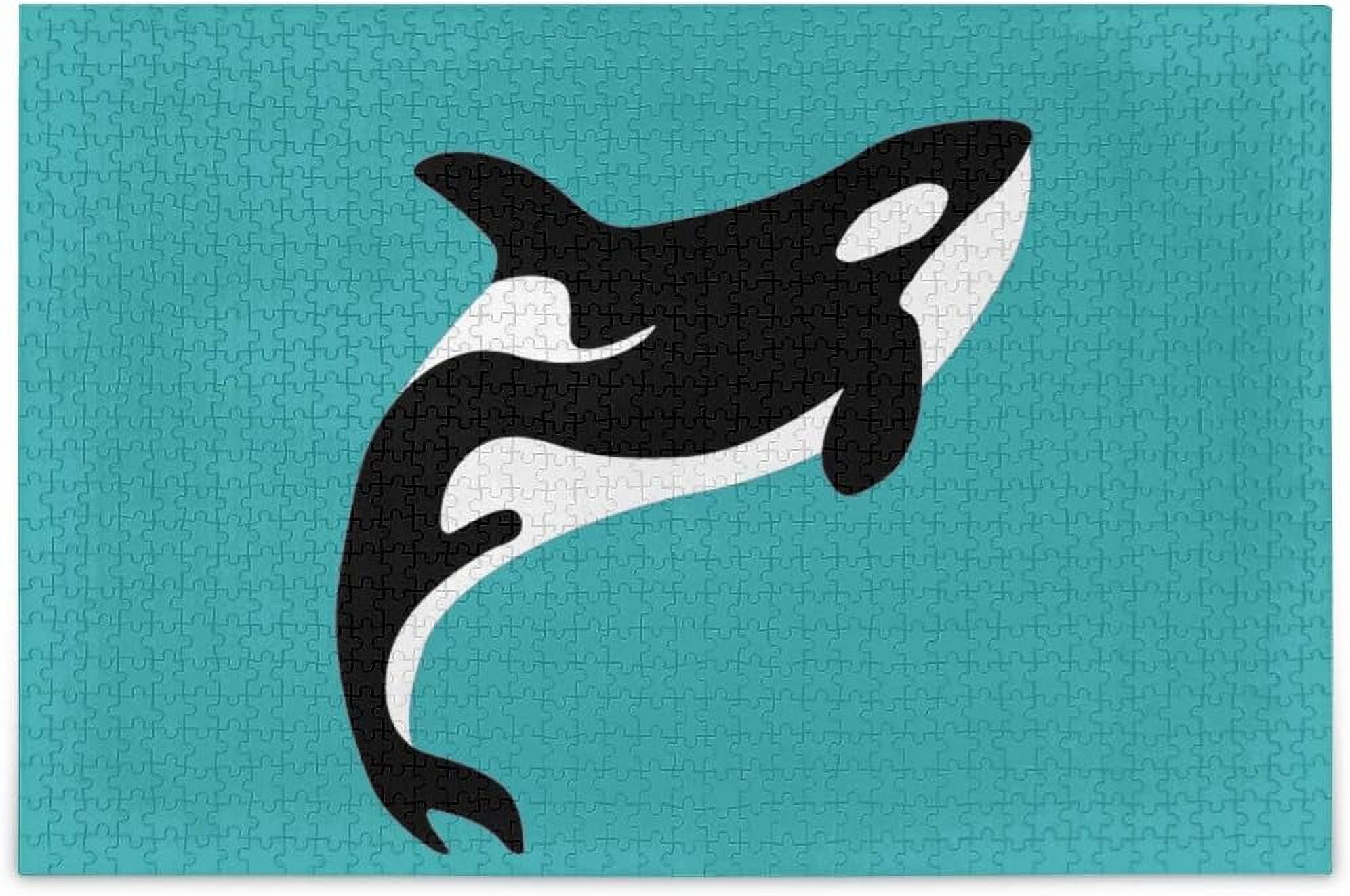 FREEAMG Killer Whale in Swimming Pool Orca Swim in Water On Blue Jigsaw ...