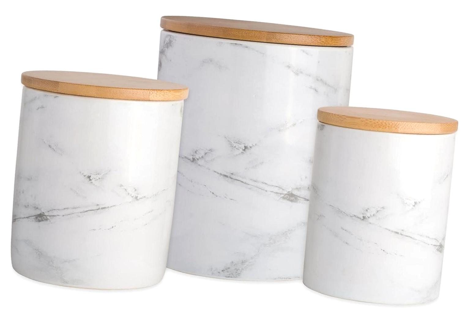 FREEAMG Kitchen Series Ceramic Canisters, Set of Three, 4.5 Cup/3 Cup/1 ...