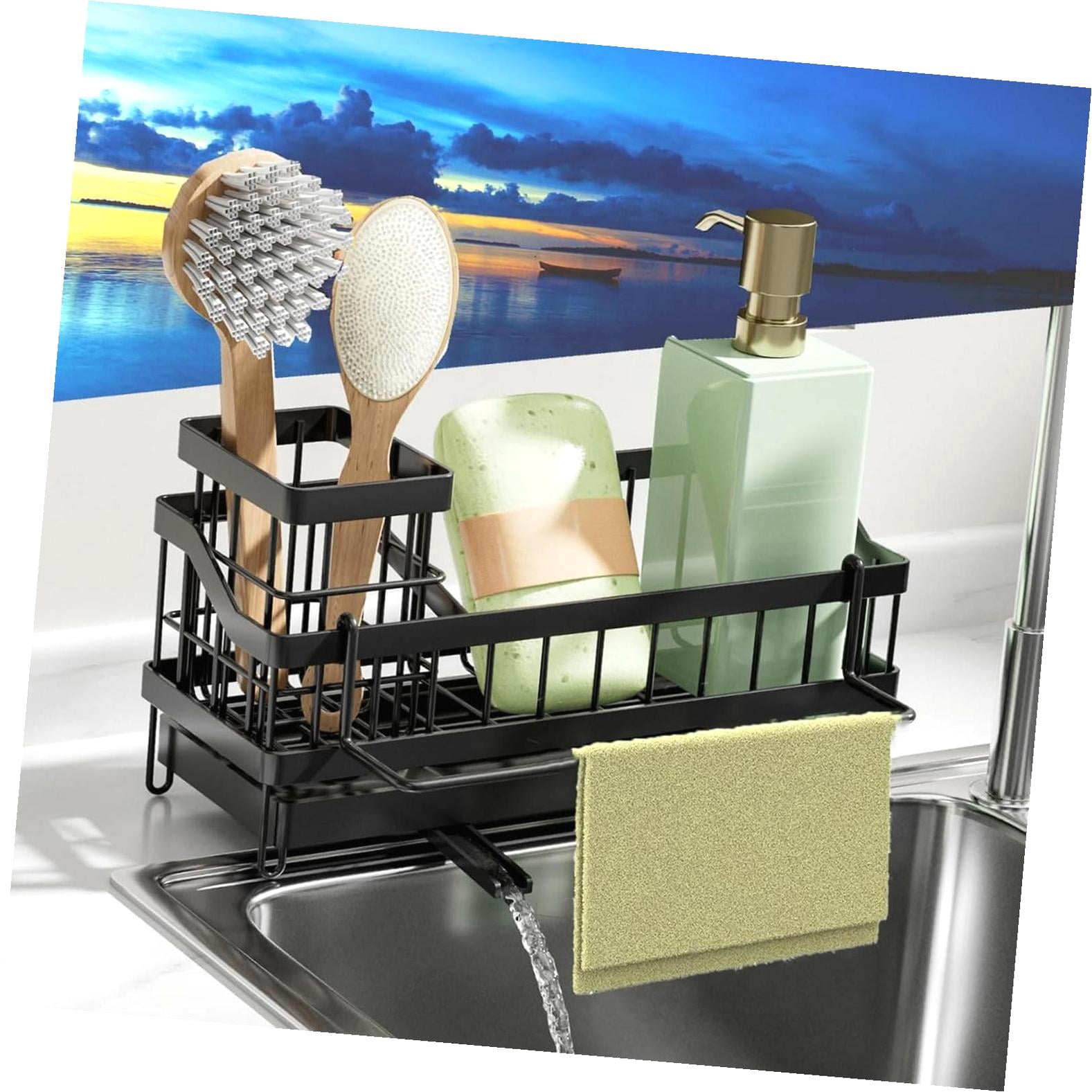 FREEAMG Kitchen Sink Caddy Organizer with High Holder, Wall-Mounted ...