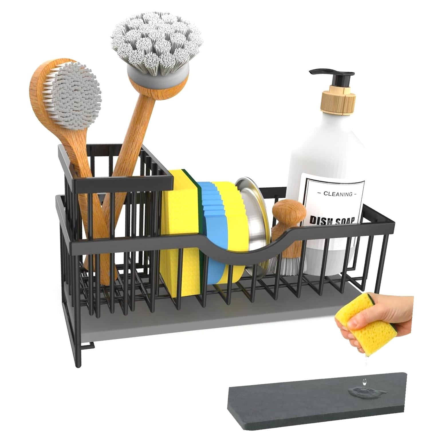 FREEAMG Kitchen Sink Sponge Caddy, Sink Organizer Featuring Rapid-Dry ...