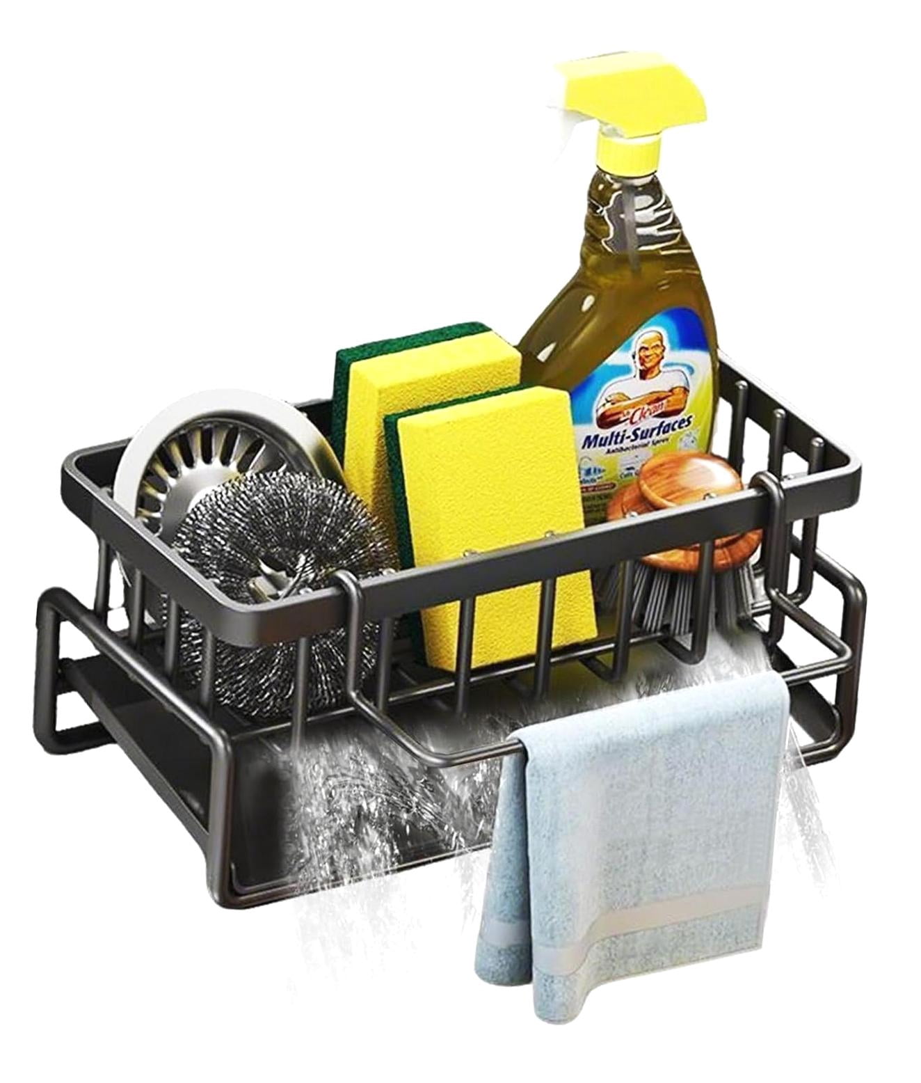 FREEAMG Kitchen Sink Sponge Holder, Sink Organizer Caddy Featuring Auto ...