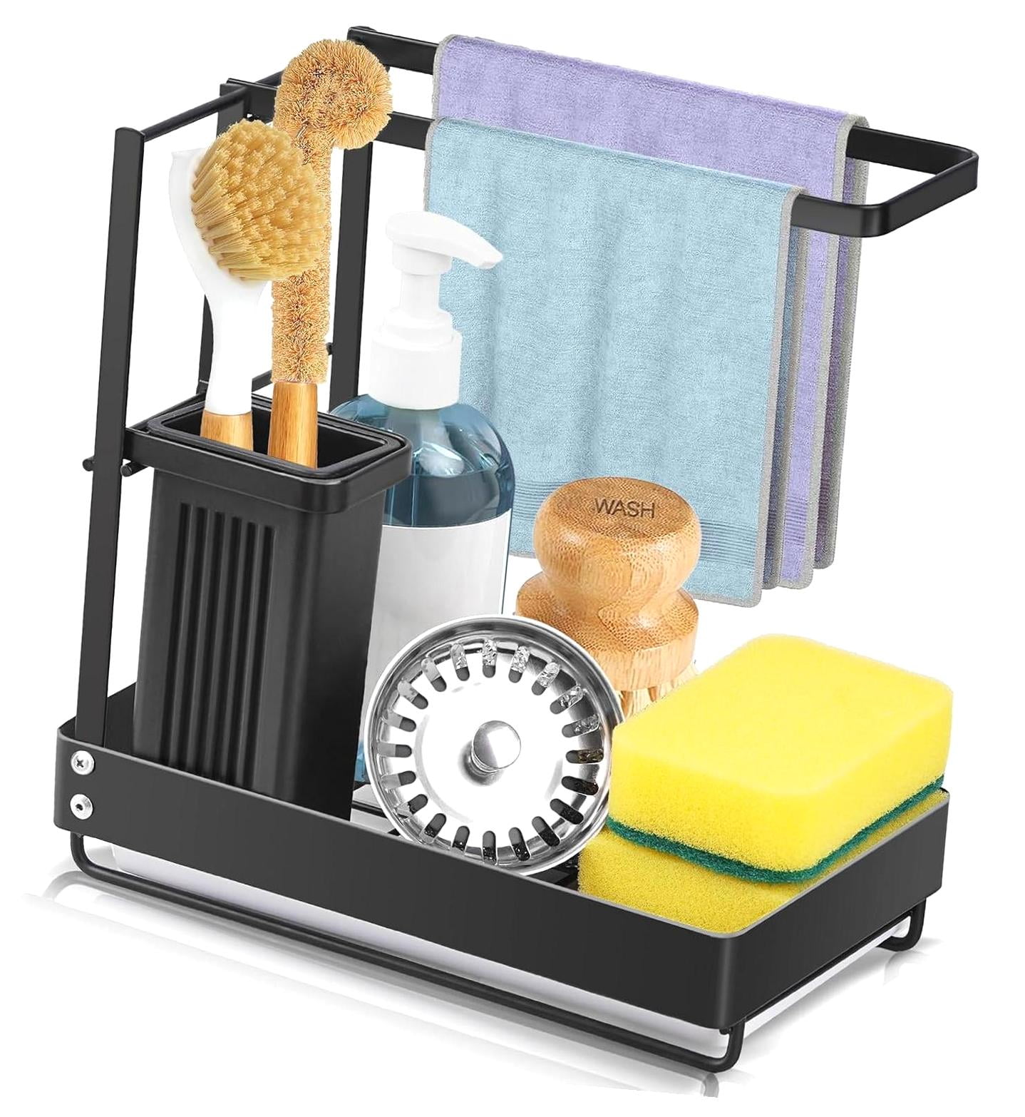 FREEAMG Kitchen Sink Sponge Holder, Wall-Mounted Sink Organizer with ...