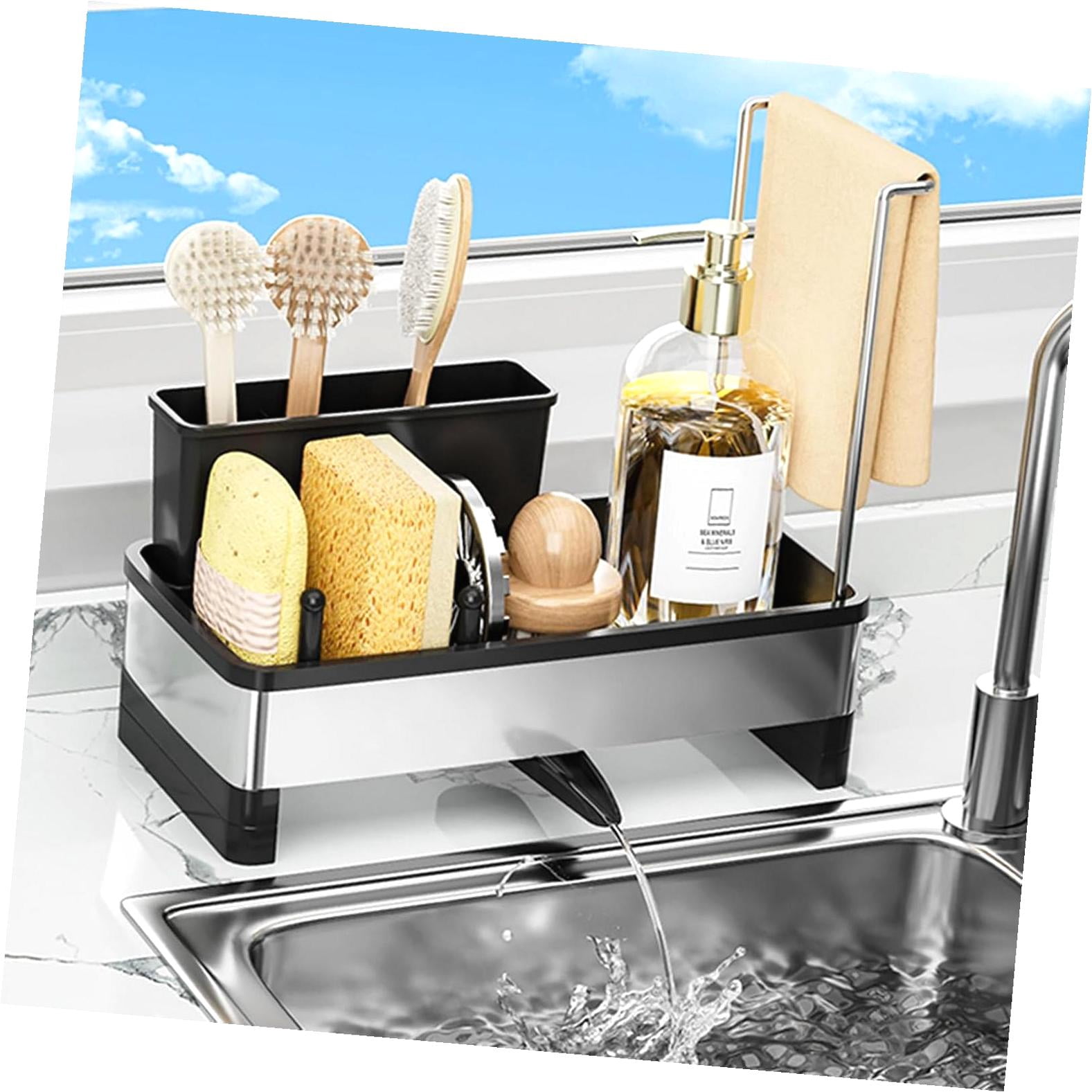 FREEAMG Kitchen Sink Sponge Organizer, Sink Caddy with Detachable ...