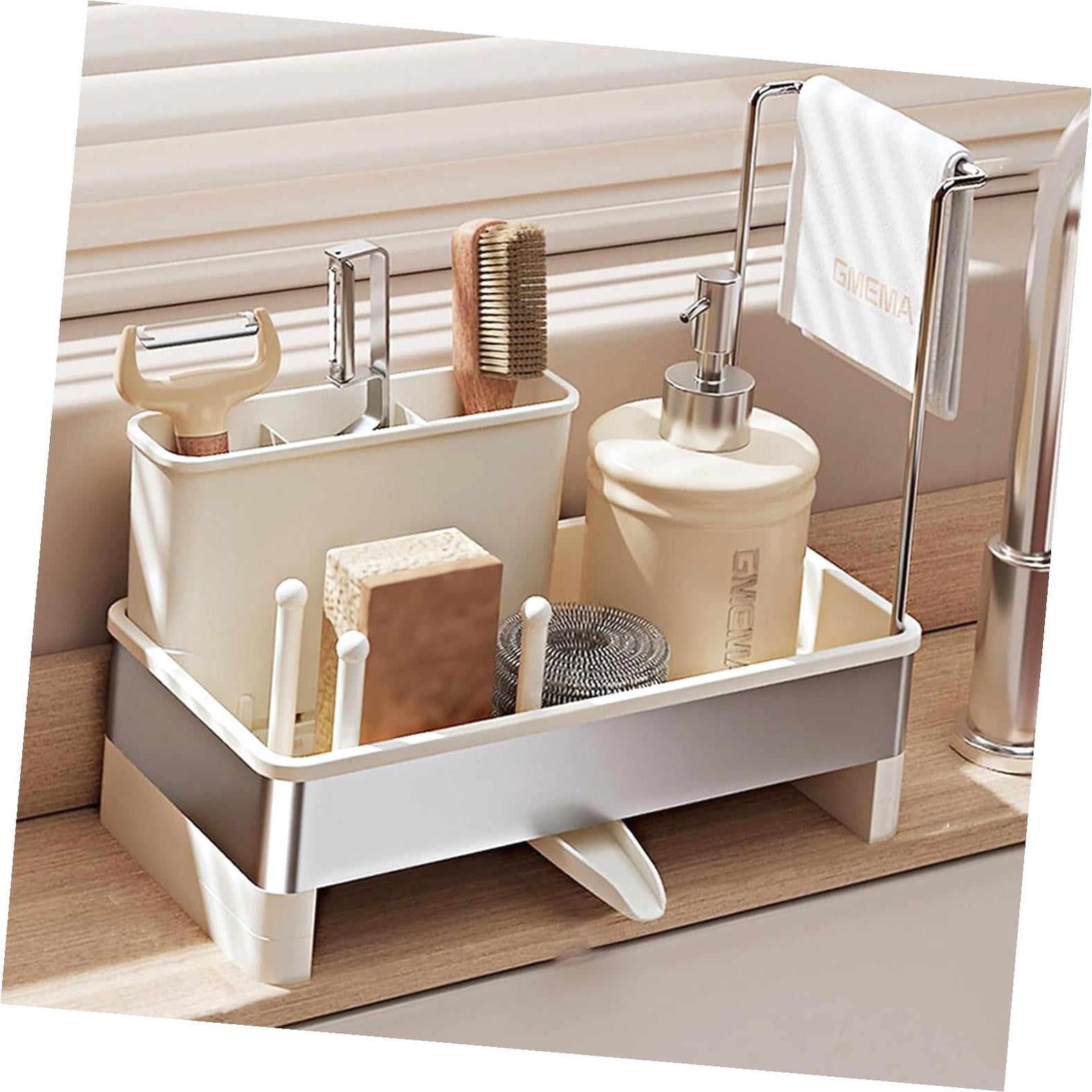 FREEAMG Kitchen Sink Sponge Organizer, Sink Caddy with Detachable ...