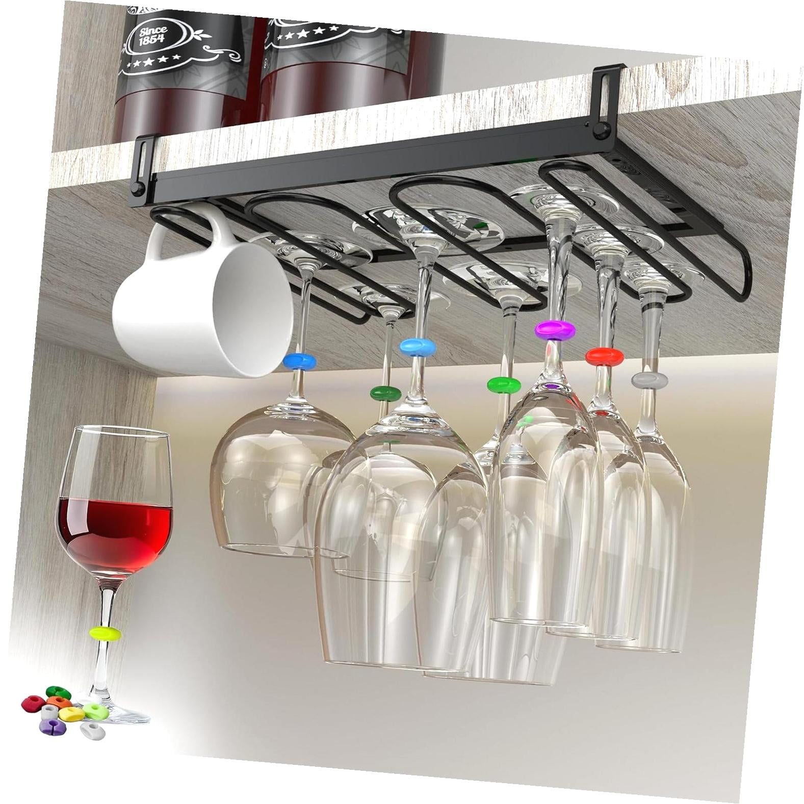 FREEAMG KitchenKlip Glass Rack | Under Cabinet Hanging Holder for ...