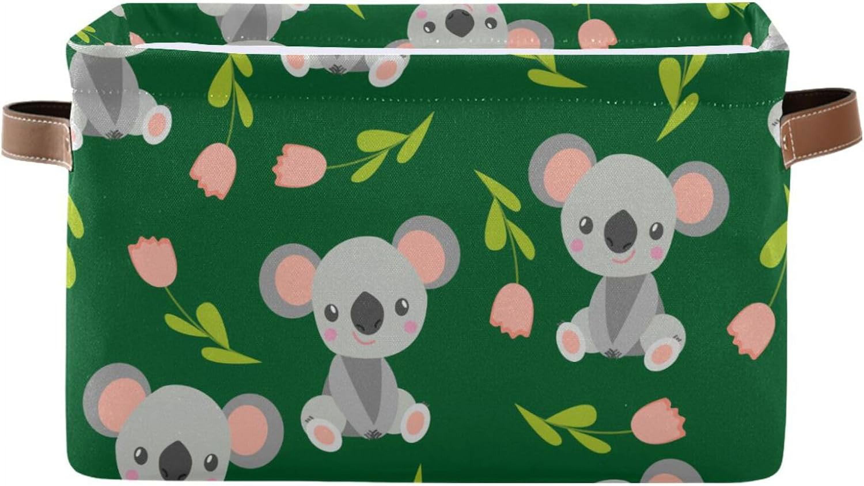 FREEAMG Koala Babies and Pink Flowers Storage Basket, Durable Canvas ...