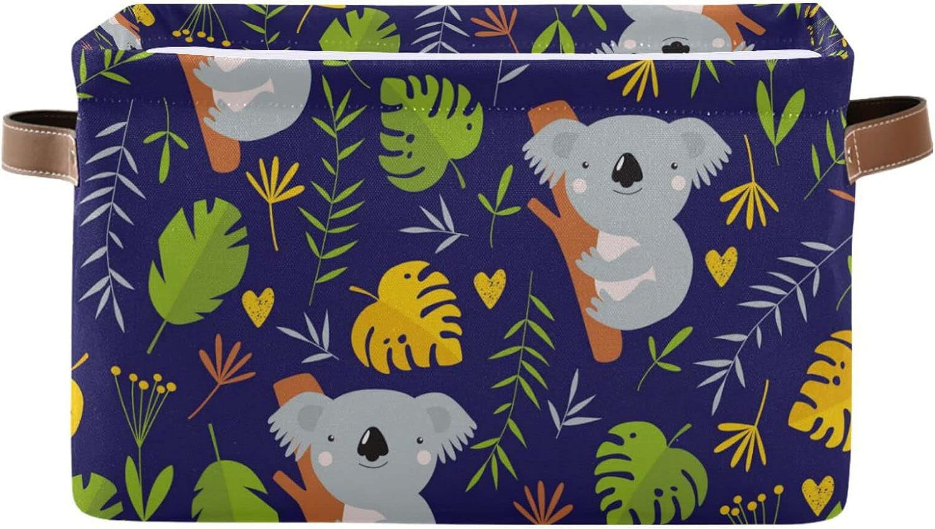 FREEAMG Koala Eucalyptus Leaves Large Square Storage Basket Bin with ...