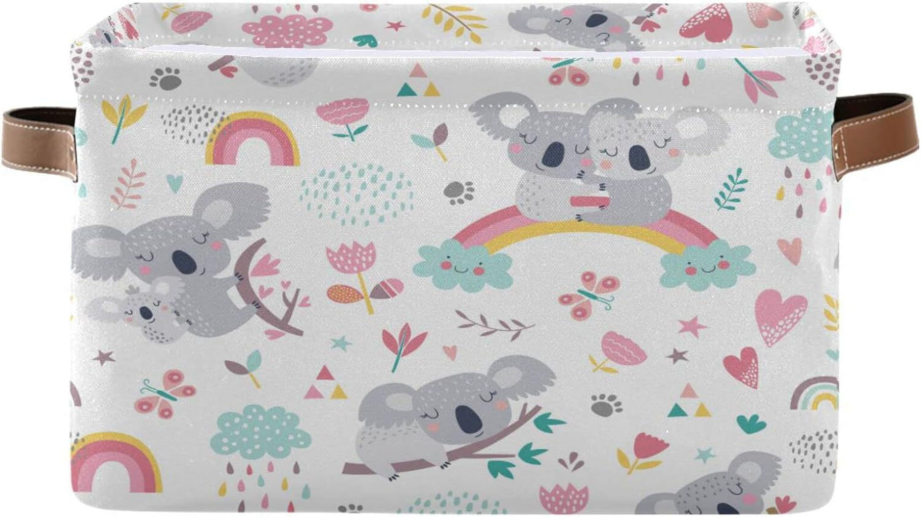 FREEAMG Koala Large Square Storage Basket Bin with Handles 1PCS ...