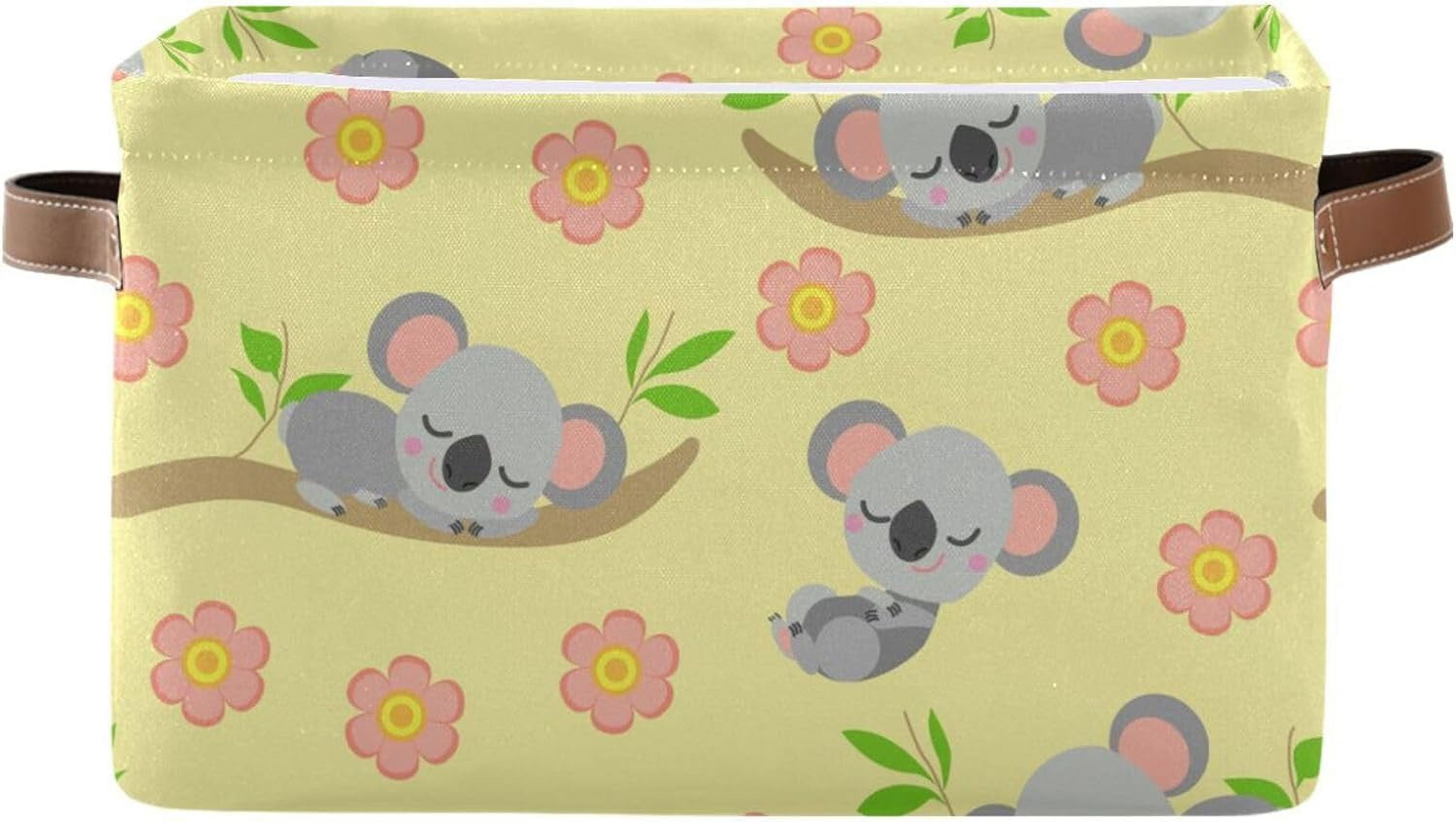 FREEAMG Koala Sleeping on Eucalyptus Storage Basket, Durable Canvas ...