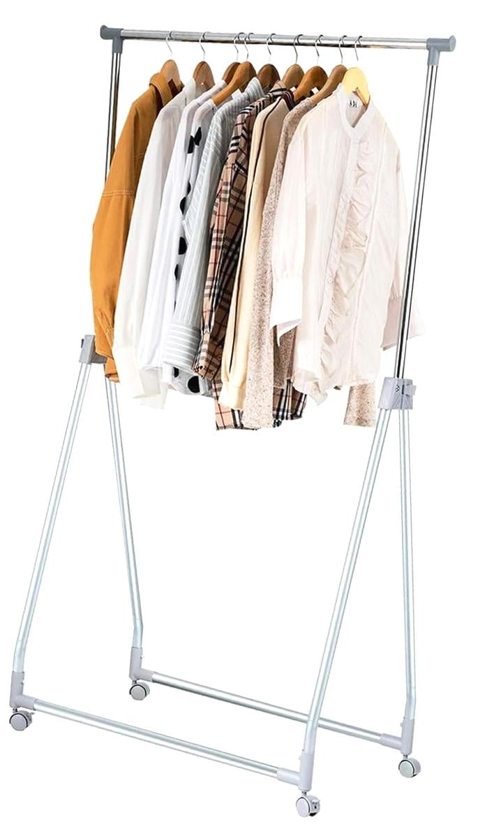 FREEAMG LUARANE Adjustable Garment Rack with Wheels, Foldable Laundry ...