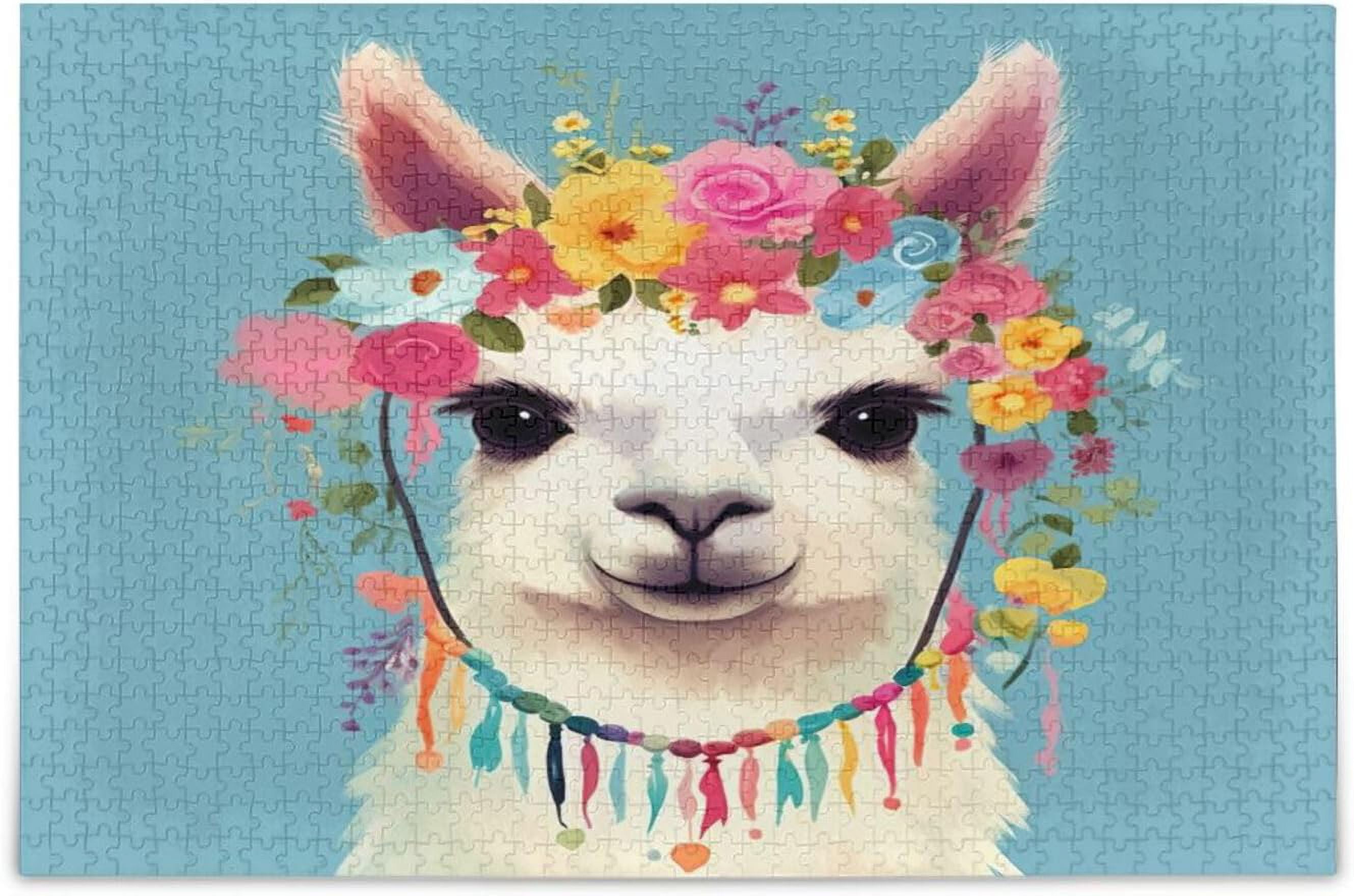 FREEAMG Lama Pattern Puzzle 1000 Pieces - Wooden Jigsaw Puzzles for ...