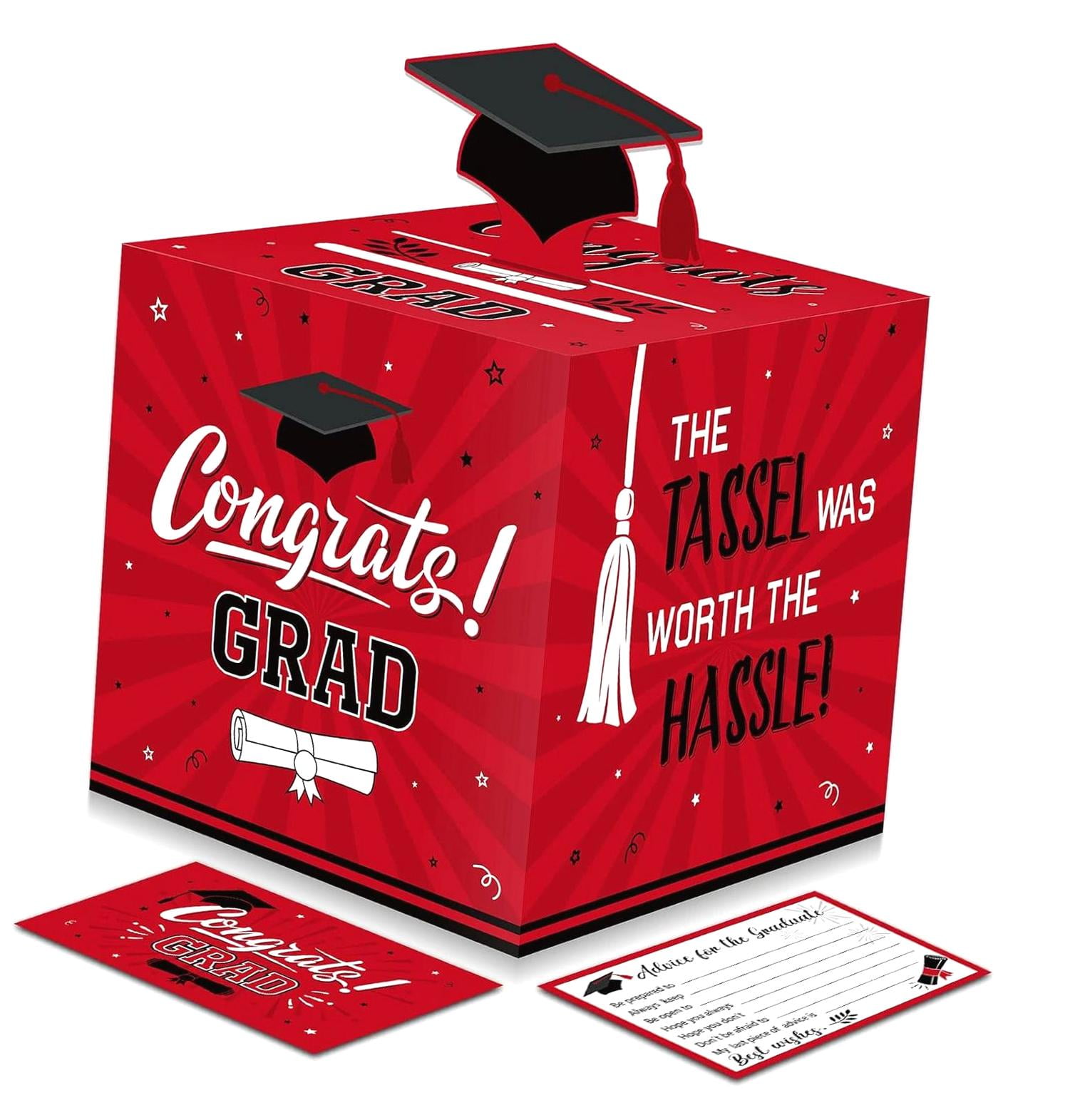 FREEAMG Large 2025 Red and Black Graduation Card Holder with 30 Advice ...
