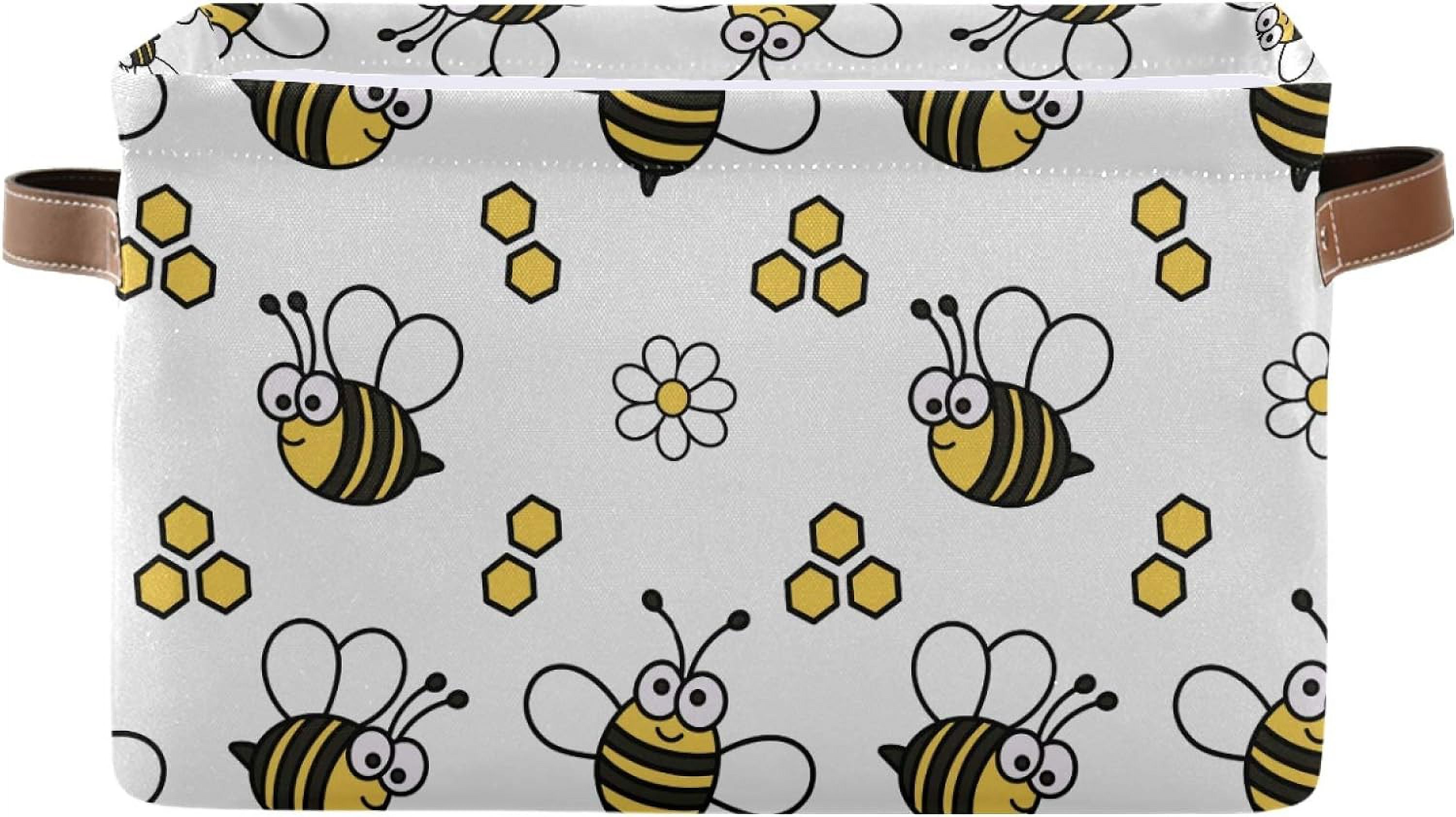 FREEAMG Large Foldable Storage Bin Cute Baby Bee Fabric Storage Baskets ...