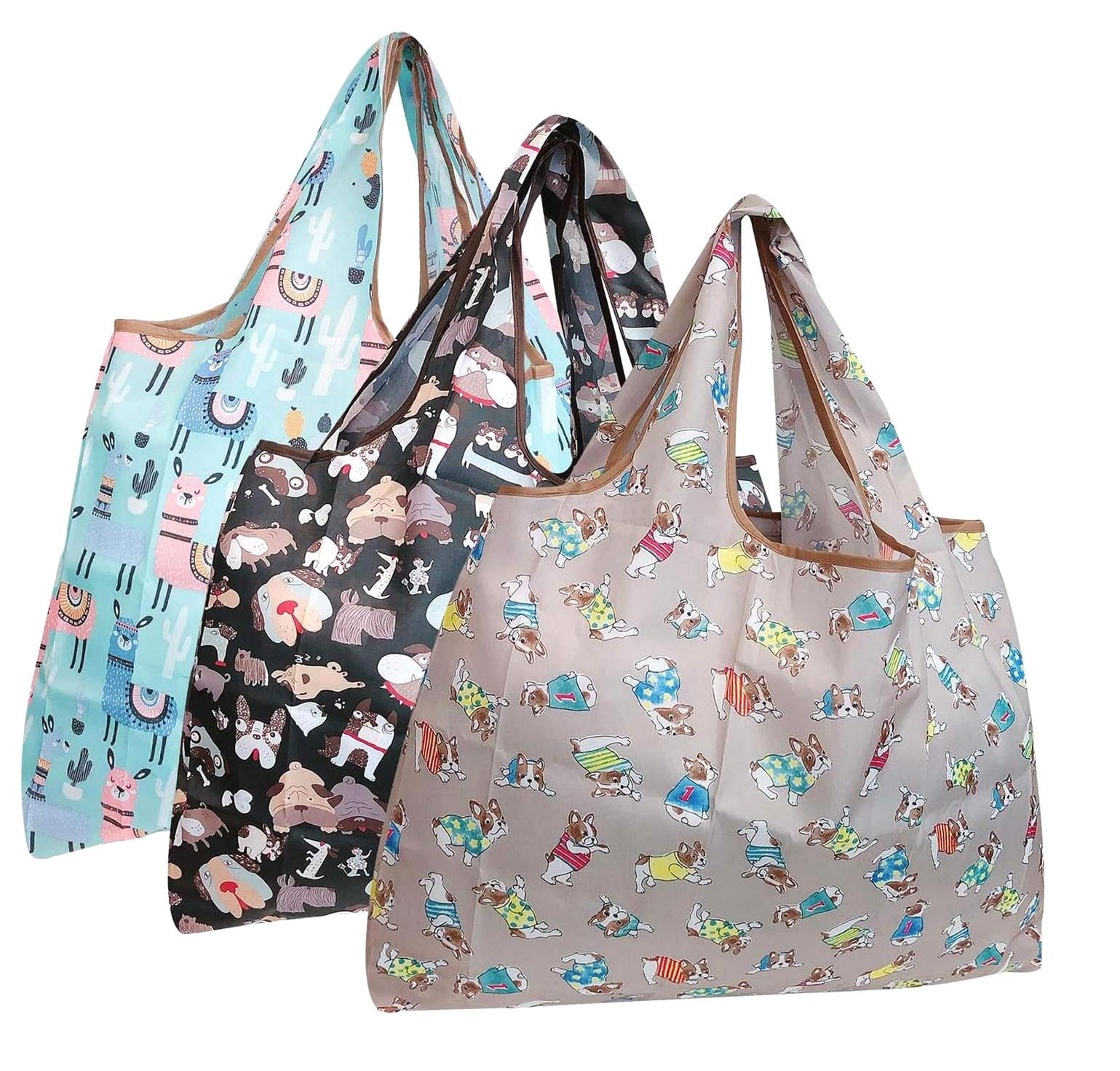 FREEAMG Large Foldable Tote Nylon Grocery Bag, 3 Pack - Walmart.com