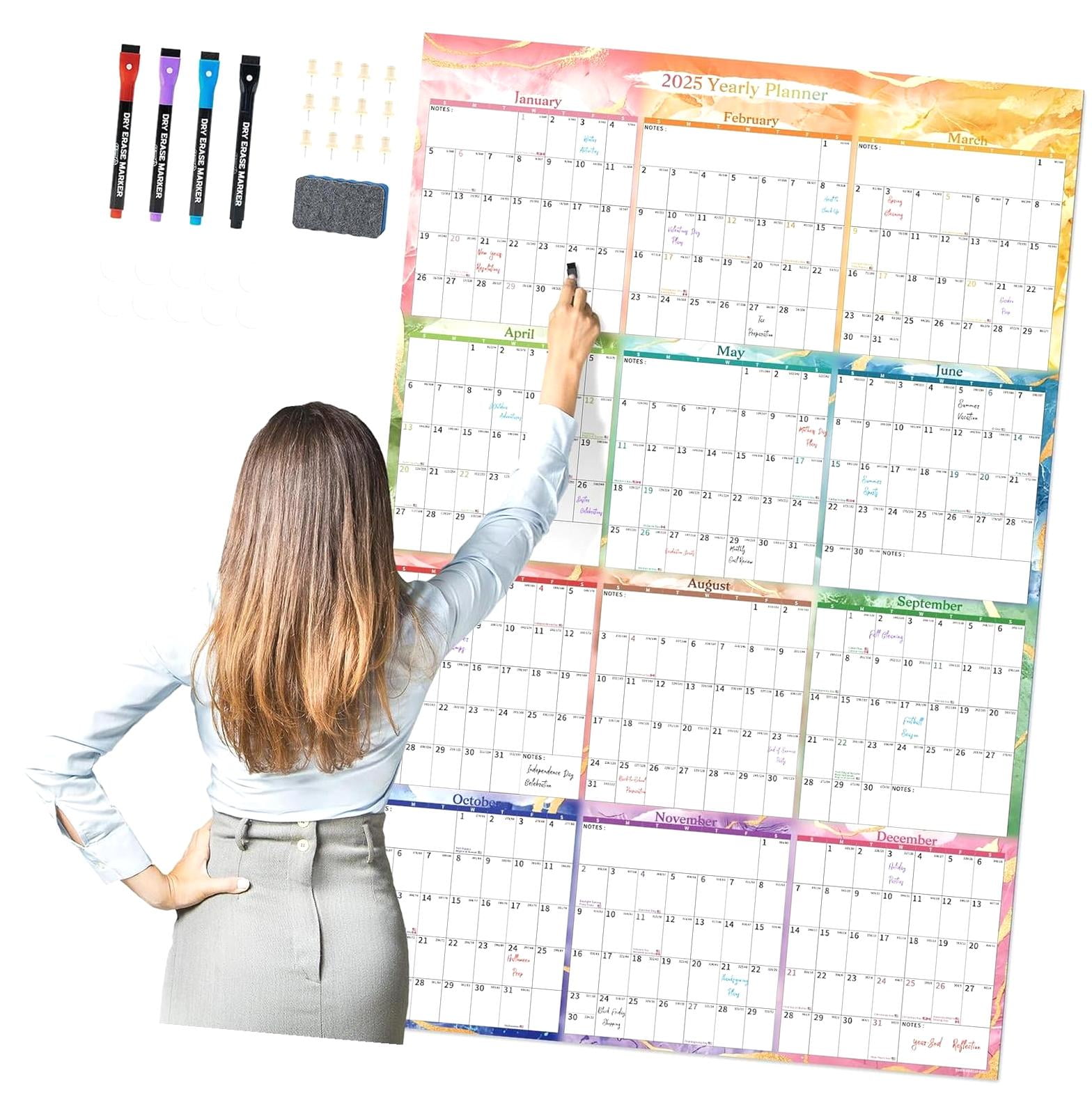 FREEAMG Large Wall Calendar 2025-2026, 32"x48" Vertical Layout, Double ...