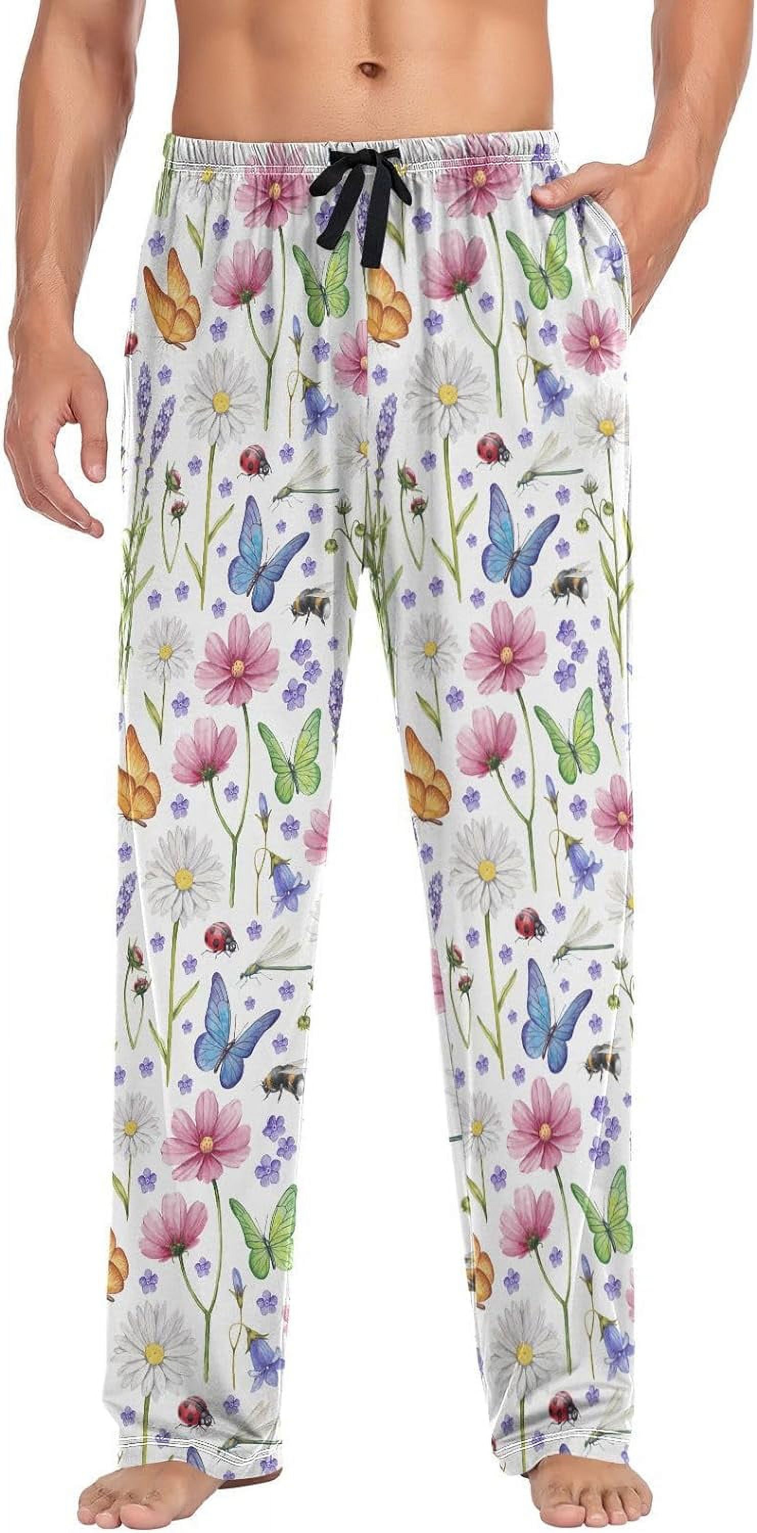 FREEAMG Lavender Botanical Pajama Pants for Men, Men's Separate Bottoms ...