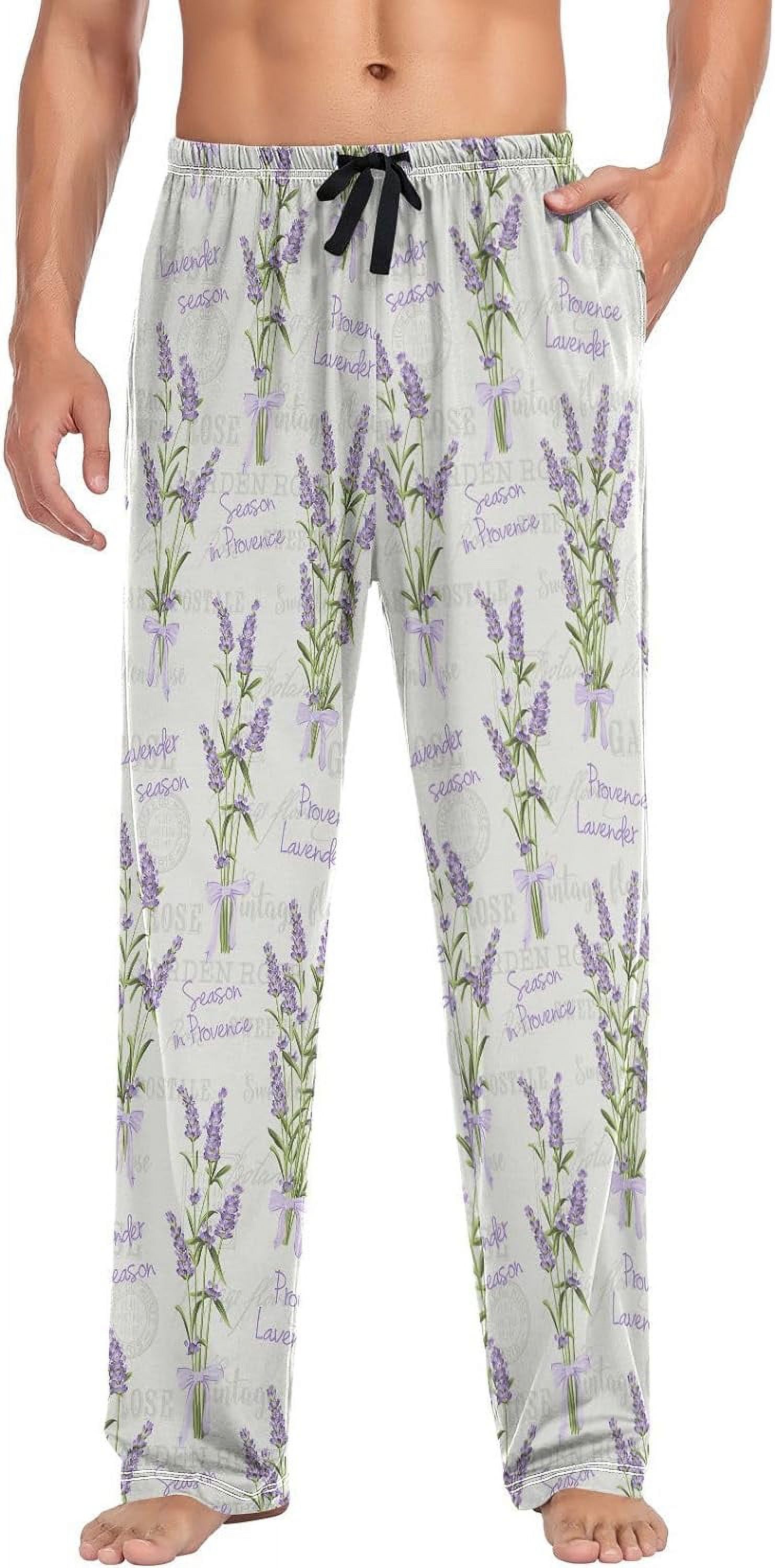 FREEAMG Lavender Flower Pajama Pants for Men, Men's Separate Bottoms ...