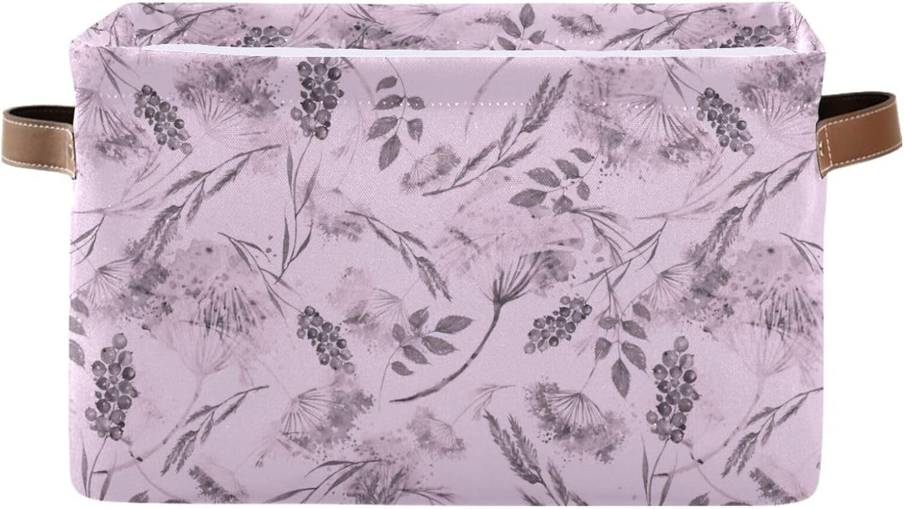 FREEAMG Lavenders Foldable Canvas Storage Bin, Sturdy Fabric Storage ...